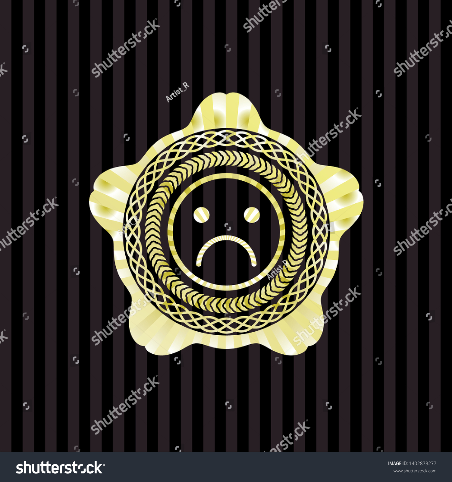 Sad Face Icon Inside Shiny Emblem Stock Vector (Royalty Free) 1402873277