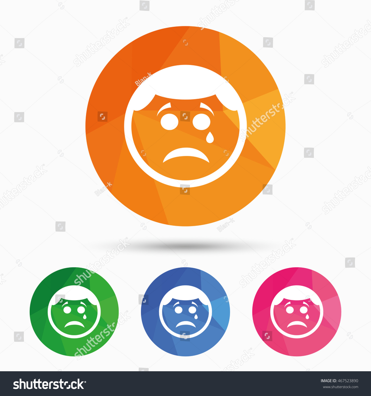 Sad Face Tear Sign Icon Crying Stock Vector (Royalty Free) 467523890
