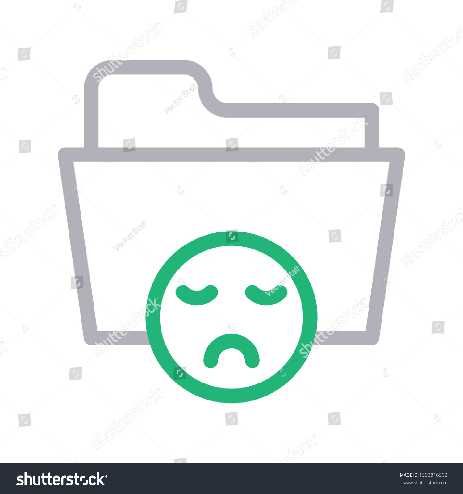 Sad Folder Vector Color Line Icon Stock Vector (Royalty Free) 1593816502