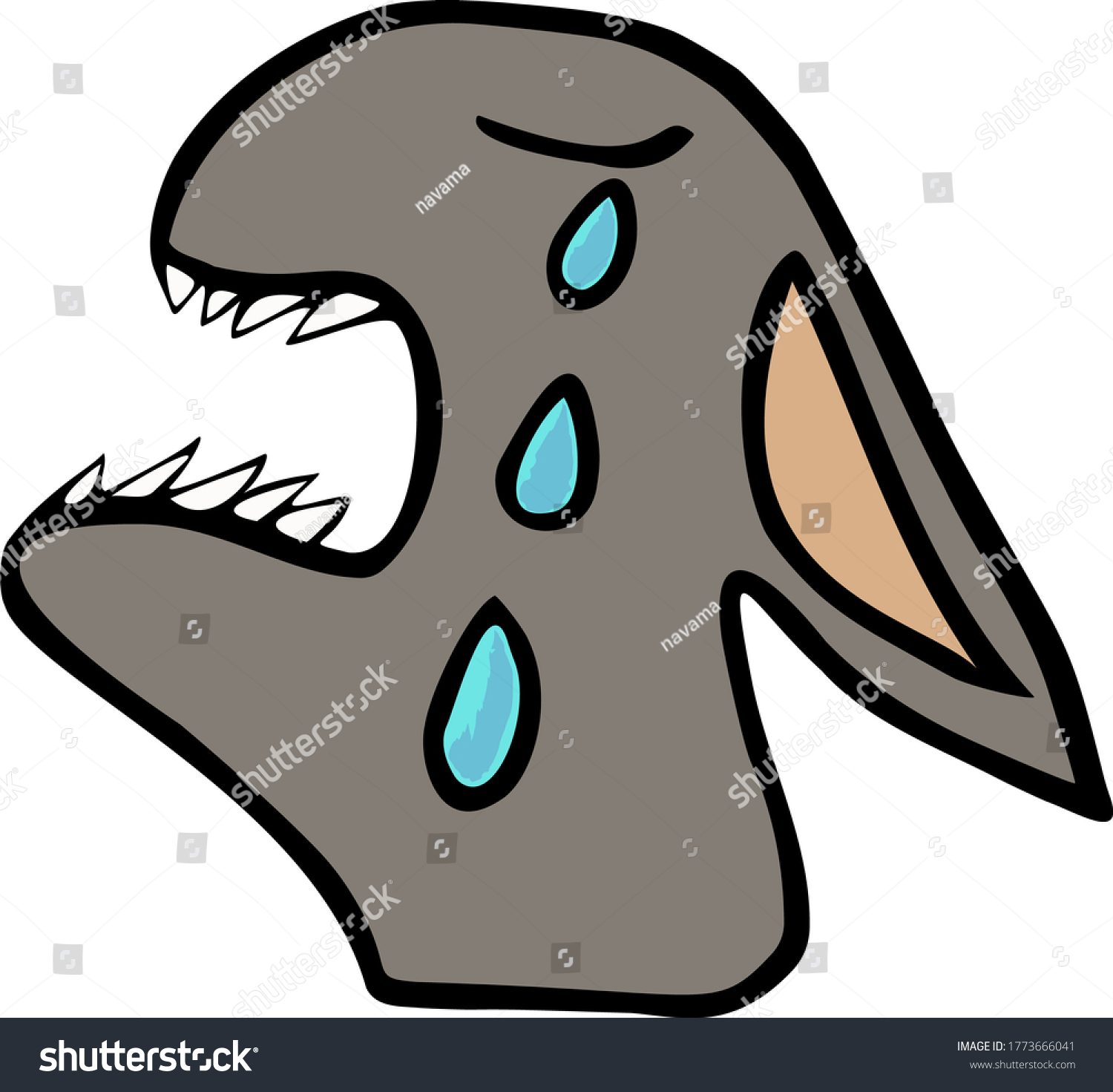 Sad Grey Beast Crying Tears Stock Vector (Royalty Free) 1773666041