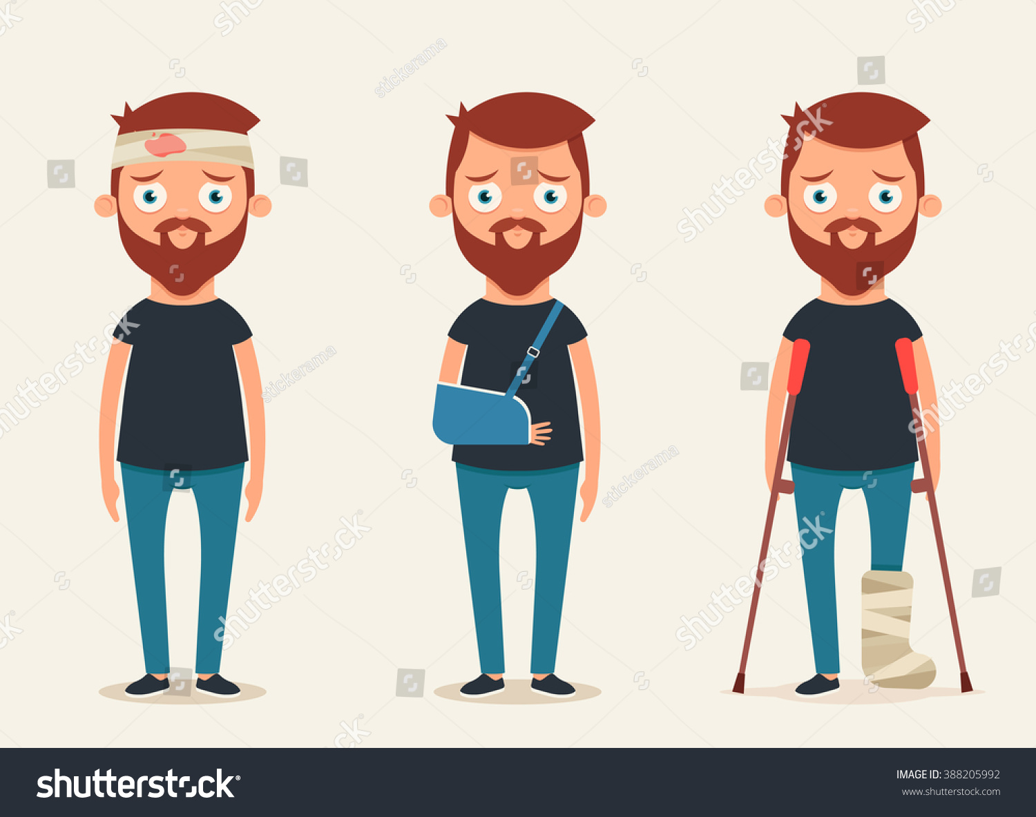 Sad Injured Characters Vector Set: Vector có sẵn (miễn phí bản quyền ...