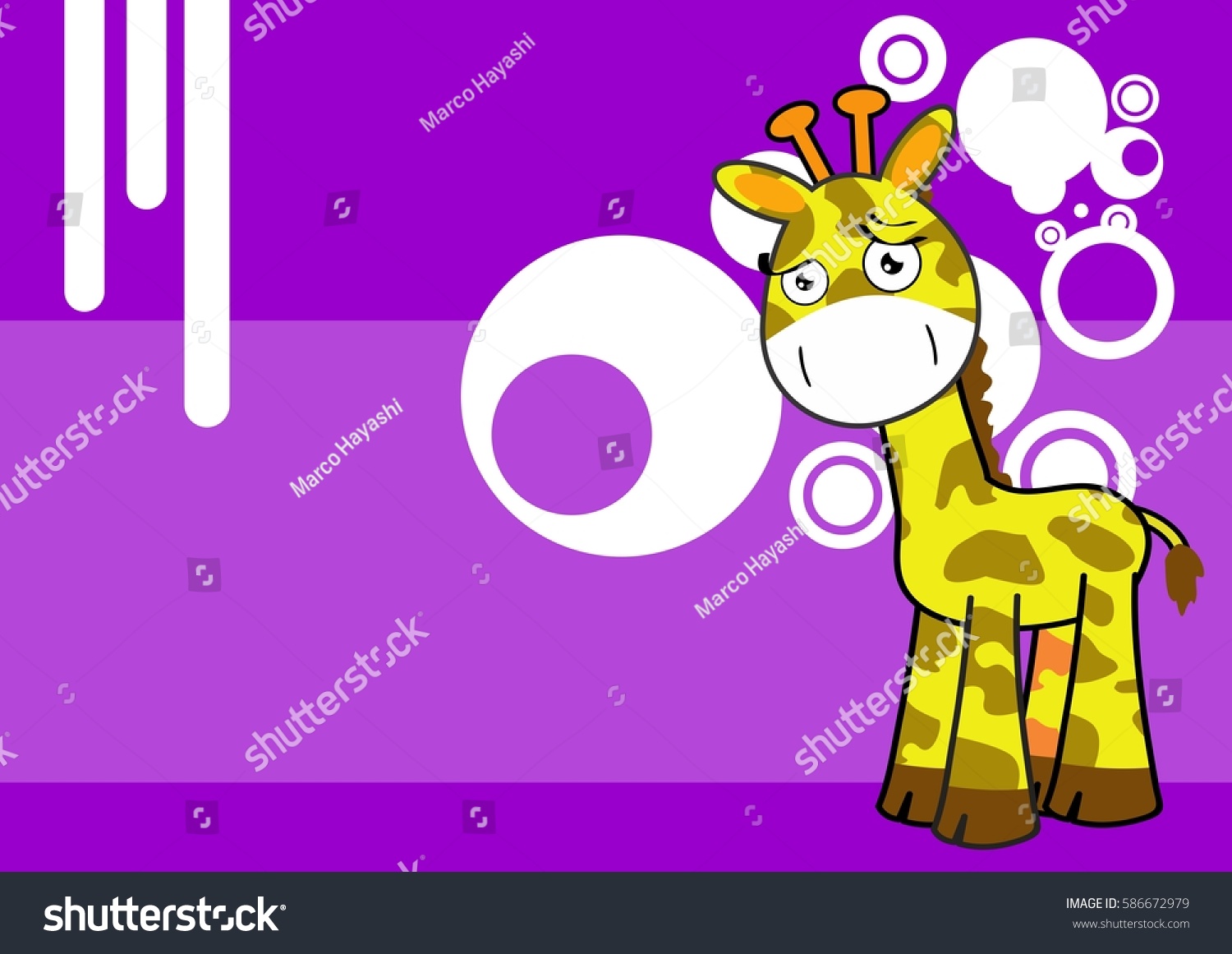 Sad Little Giraffe Cartoon Expression Background: เวกเตอร์สต็อก (ปลอด ...