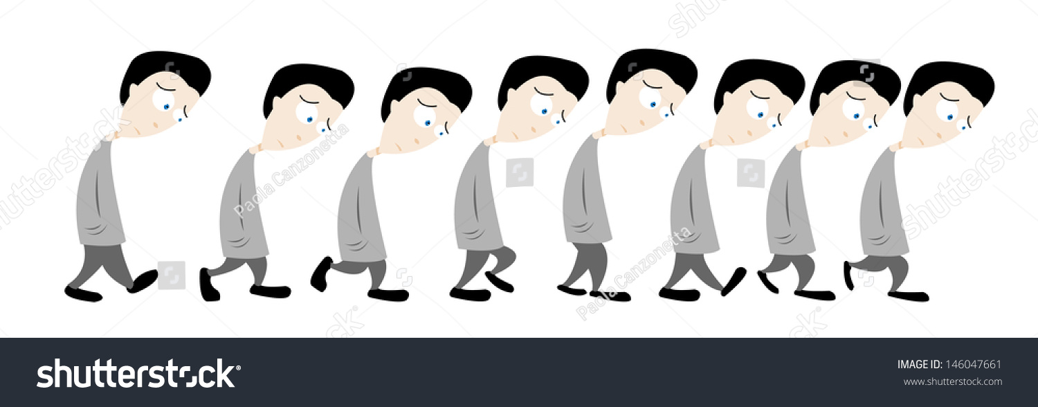 Sad Man Walking: vector de stock (libre de regalías) 146047661