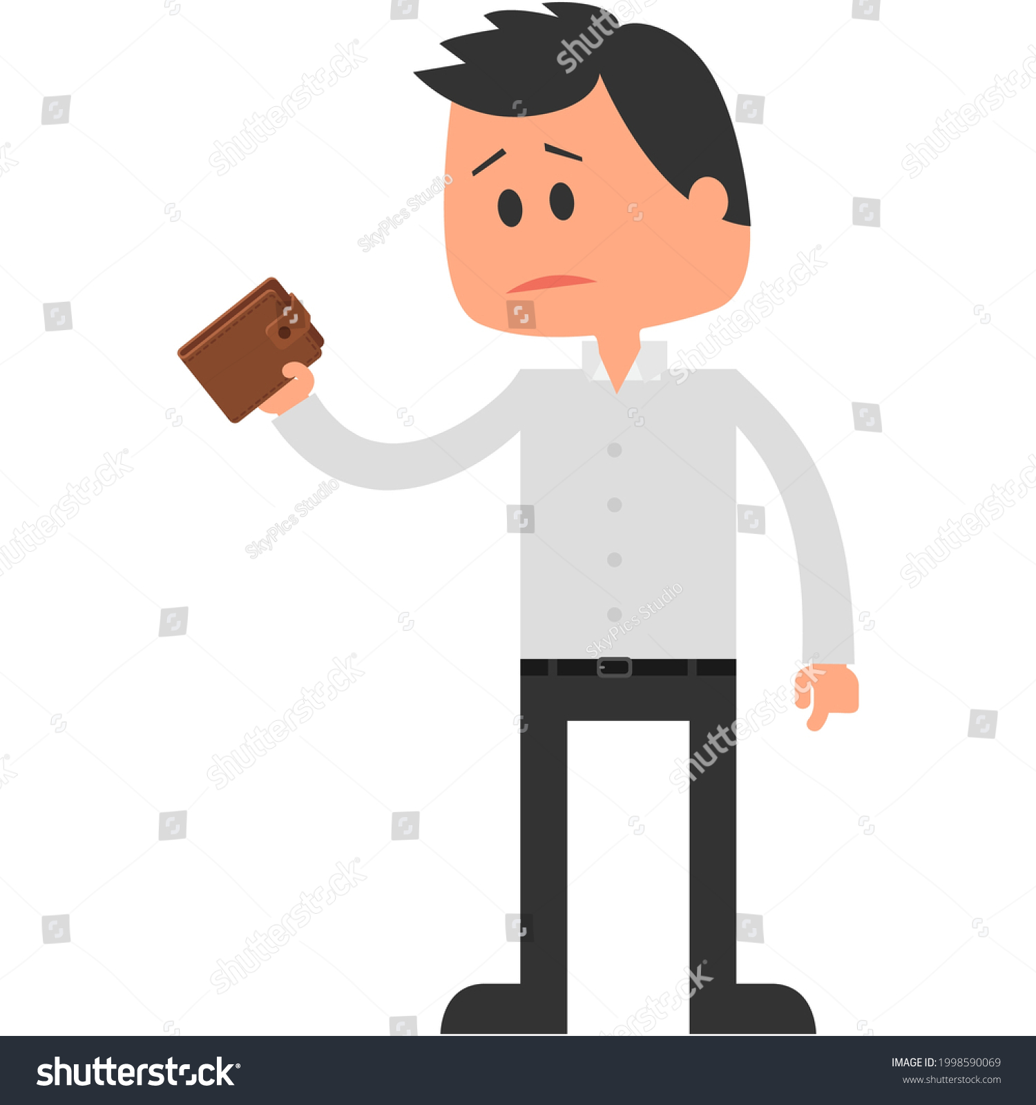 Sad Man Empty Money Wallet Vector Stock Vector (Royalty Free ...