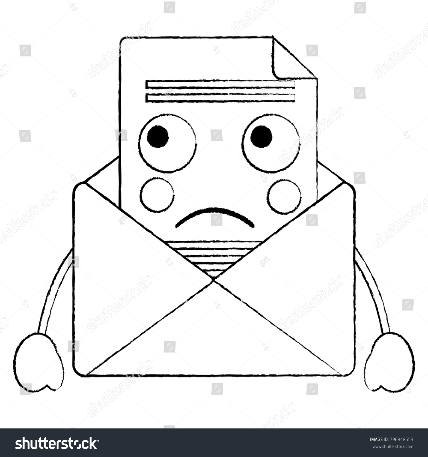 Sad Message Envelope Kawaii Icon Image Stock Vector (Royalty Free ...