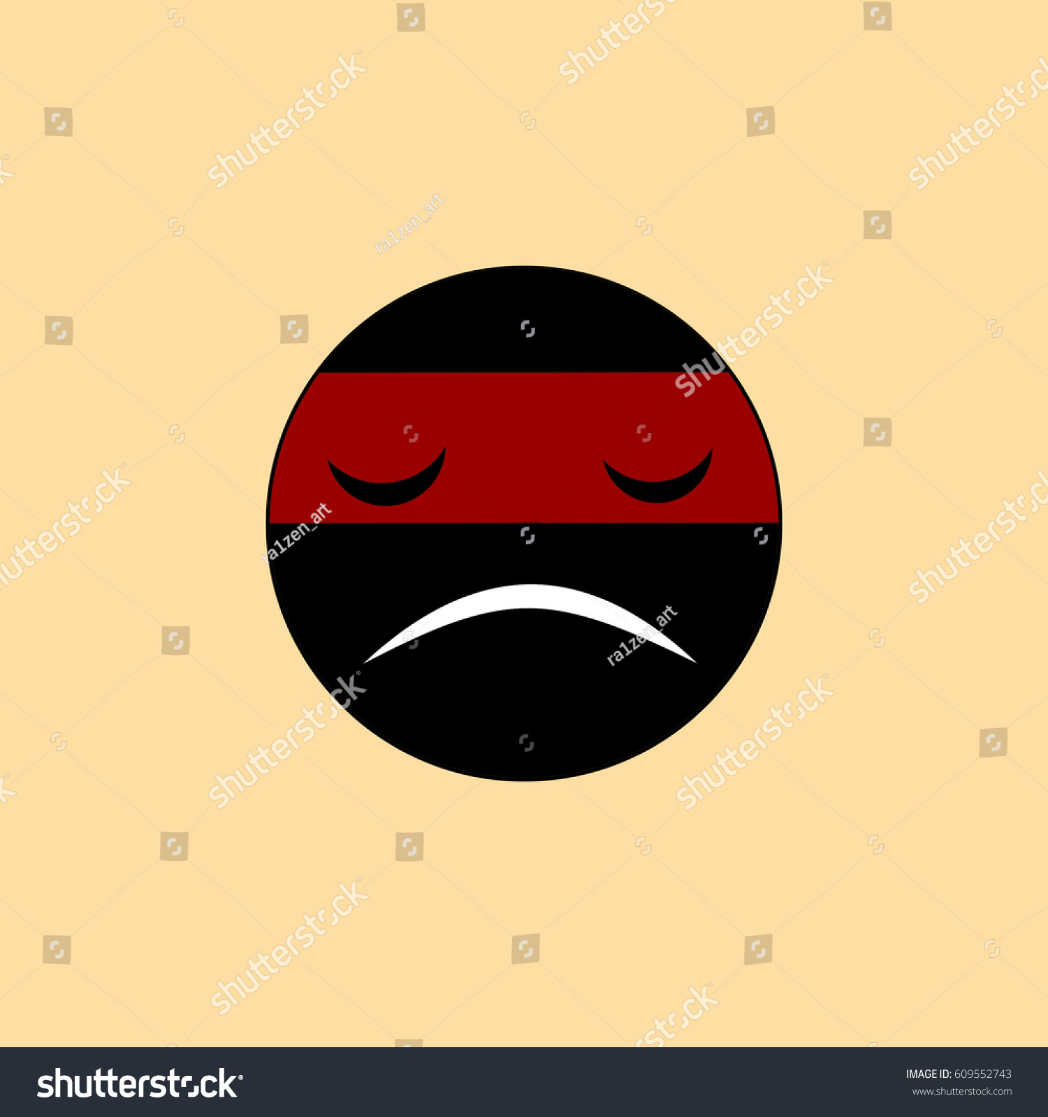 Sad Ninja Emoticon Stock Vector (Royalty Free) 609552743 | Shutterstock