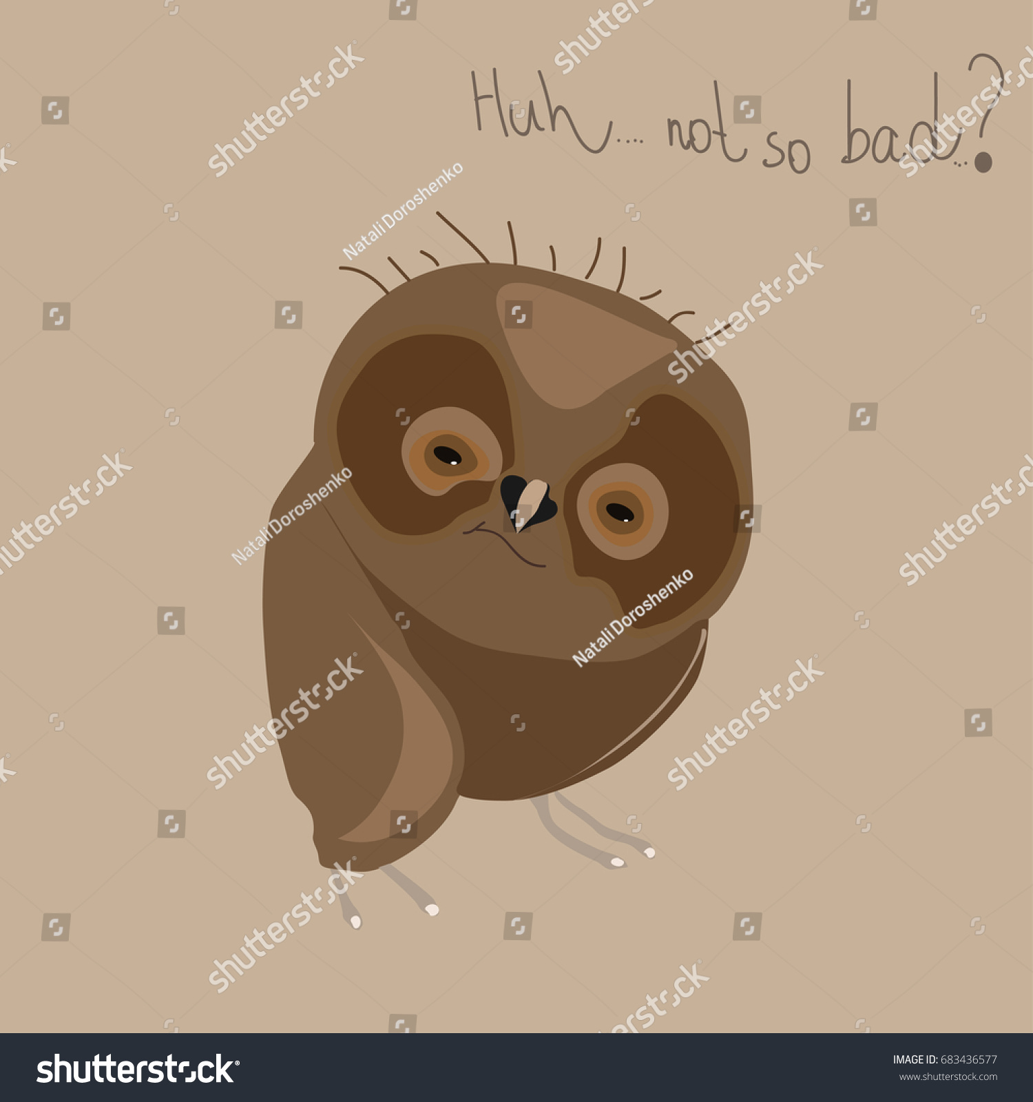 Sad Owl Stock Vector (Royalty Free) 683436577 | Shutterstock