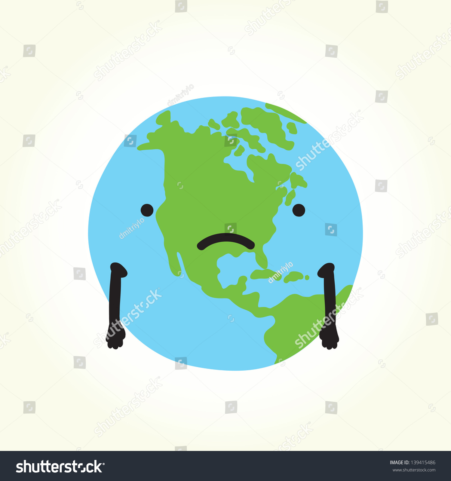 Sad Planet Earth Isolated Vector - 139415486 : Shutterstock