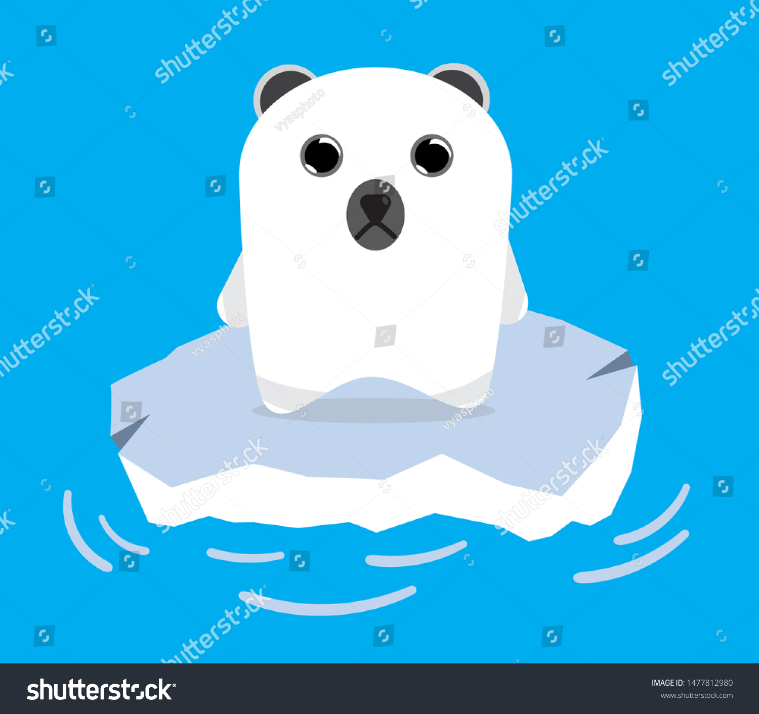 Sad Polar Bear On Ice Float Stock Vector (Royalty Free) 1477812980 ...
