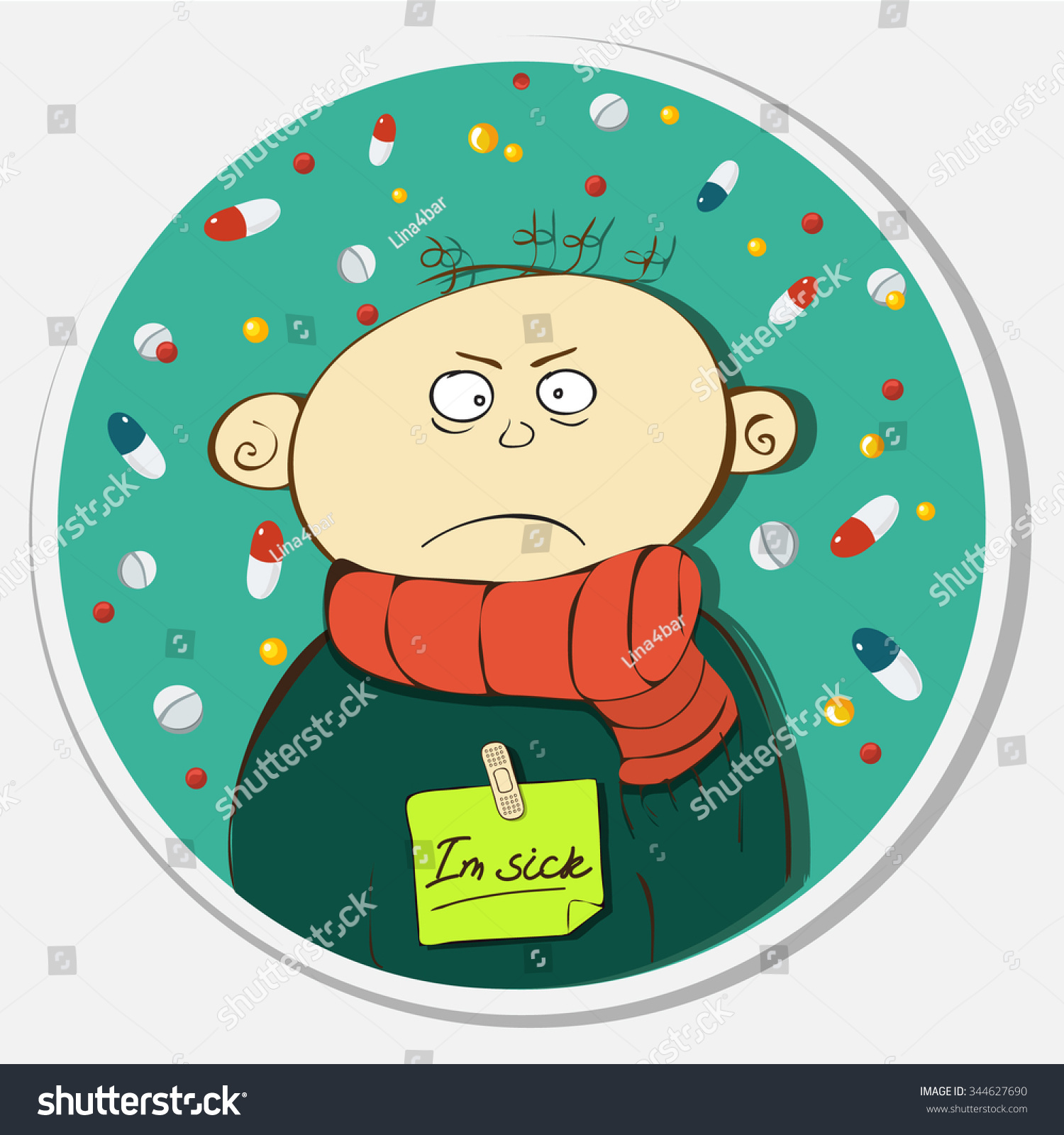 Sad Sick Person Stock Vector (Royalty Free) 344627690 | Shutterstock