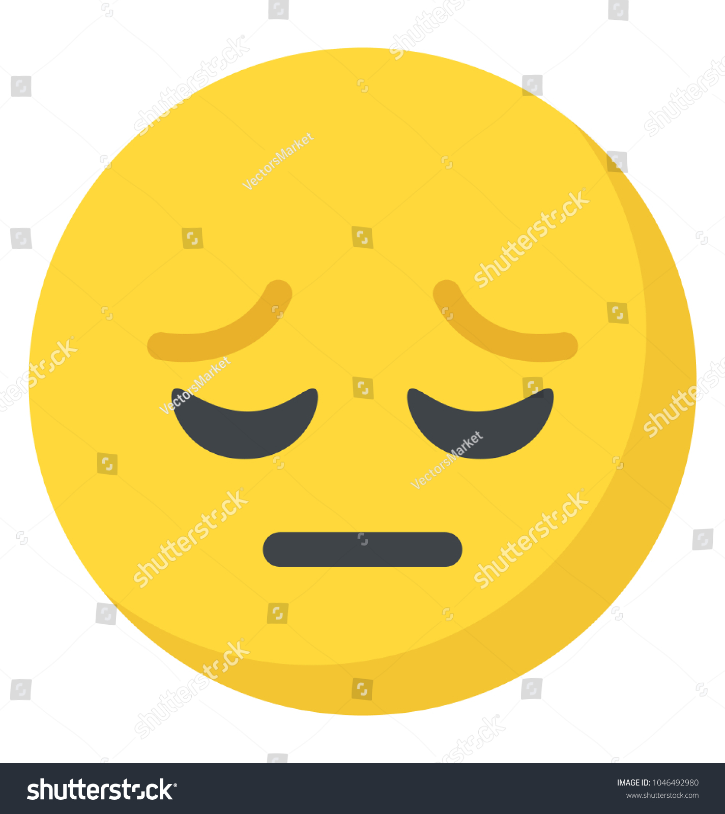 Sad Smiley Face Depressed Concept Stok Vektör (Telifsiz) 1046492980 ...