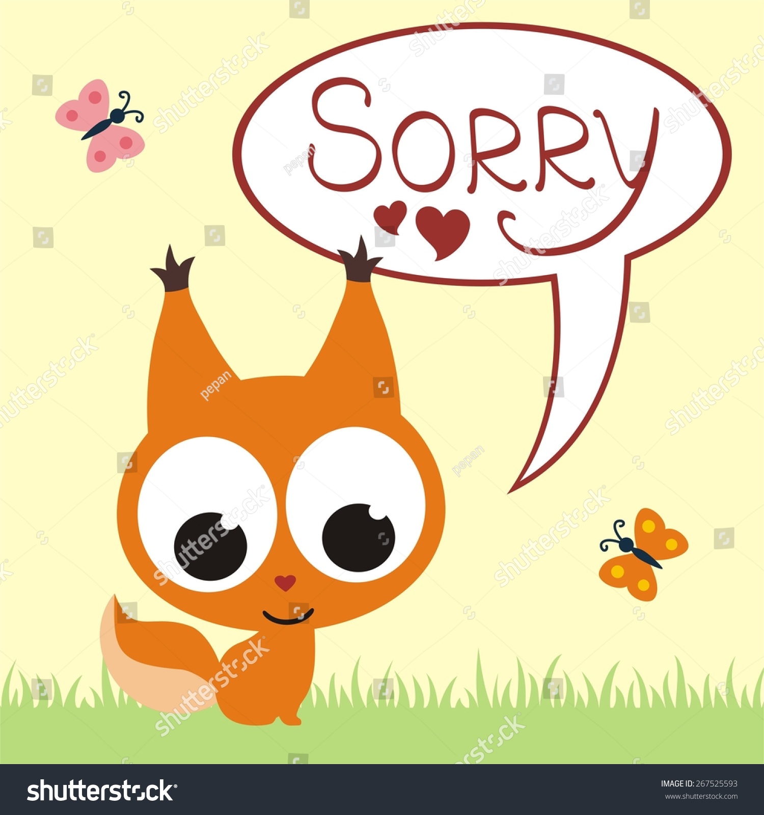 Sad Squirrel Says Sorry: vector de stock (libre de regalías) 267525593 ...