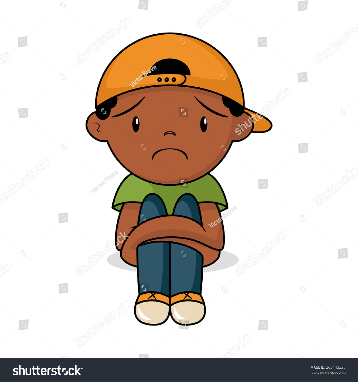 Sad Toddler Vector Illustration Stock Vector (Royalty Free) 263443325 ...