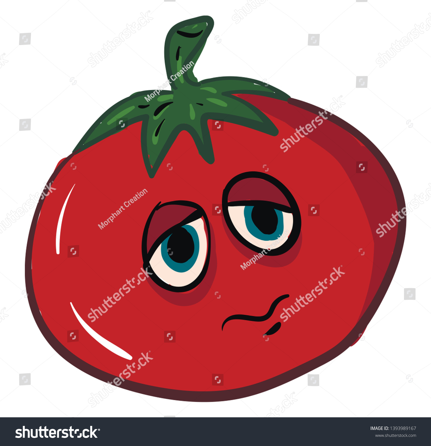 Sad Tomato Illustration Vector On White Stock Vector (Royalty Free ...