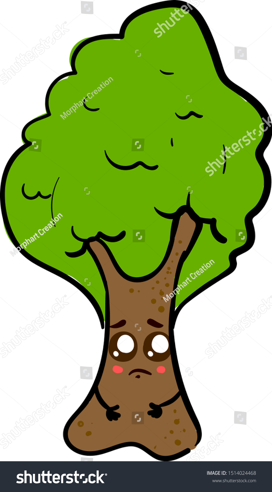 Sad Tree Illustration Vector On White Stock Vector (Royalty Free ...