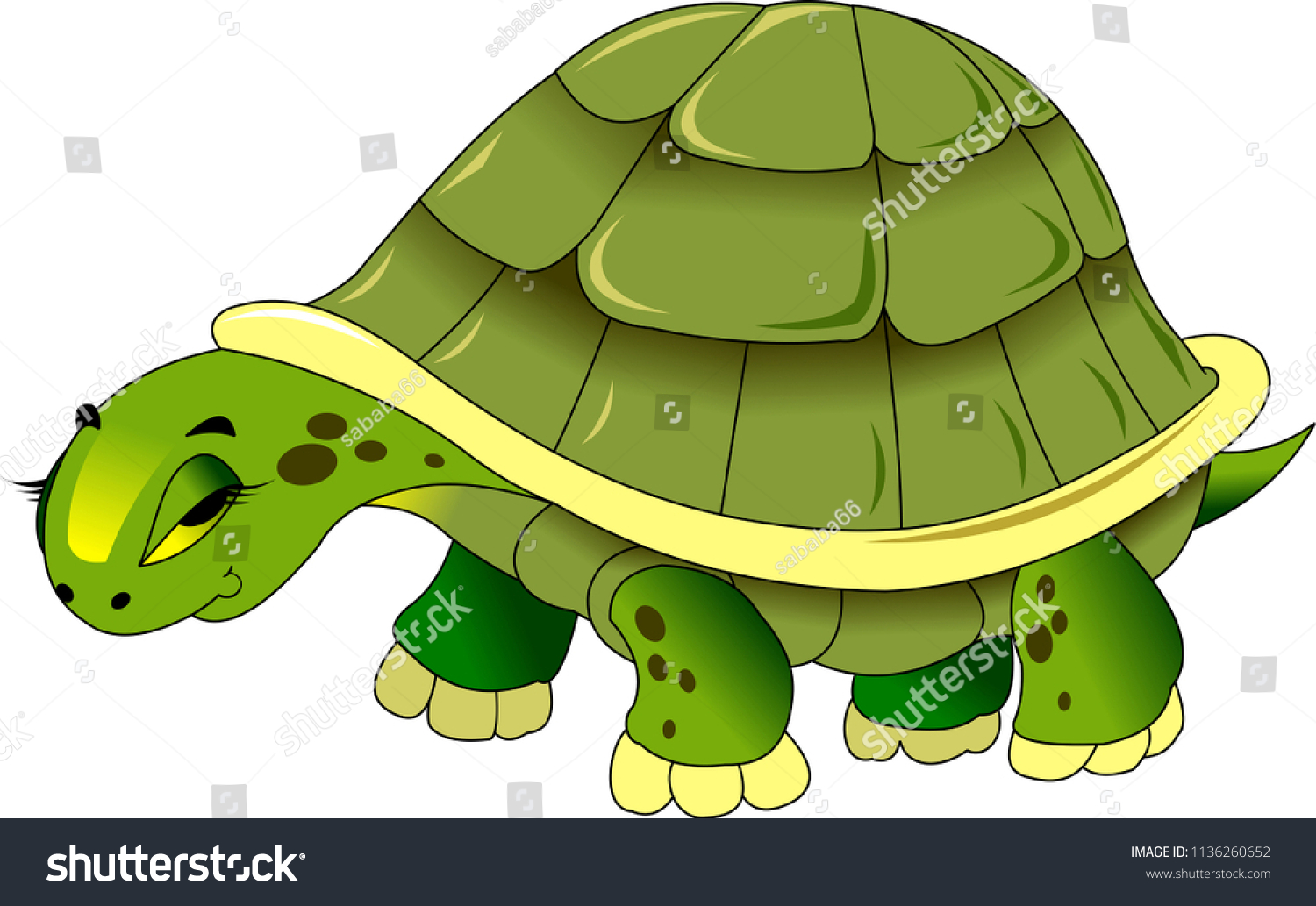 Sad Turtle Green Shell Vector Illustration Stock Vector (Royalty Free ...