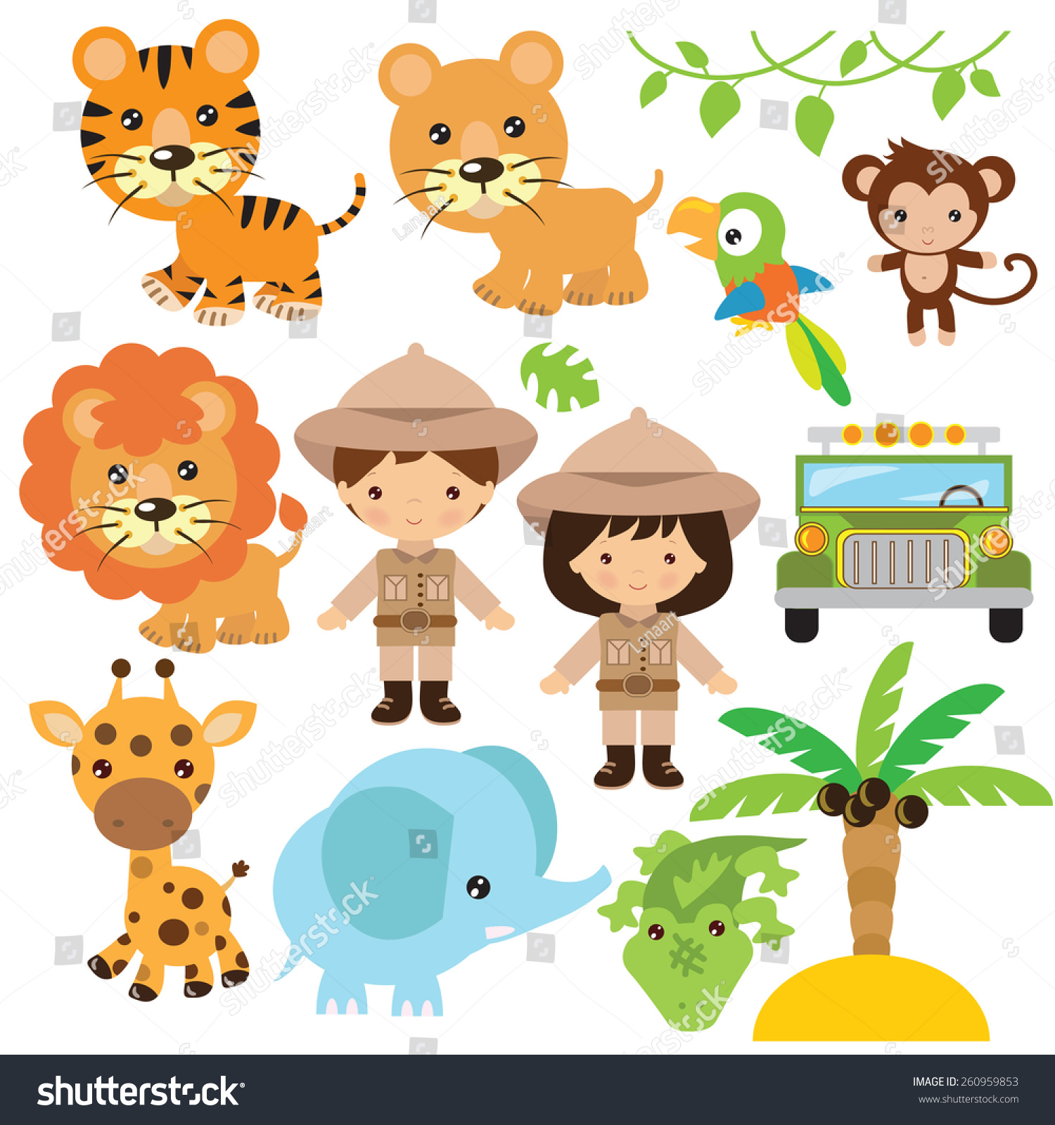 Safari Vector Illustration Stock Vector 260959853 - Shutterstock