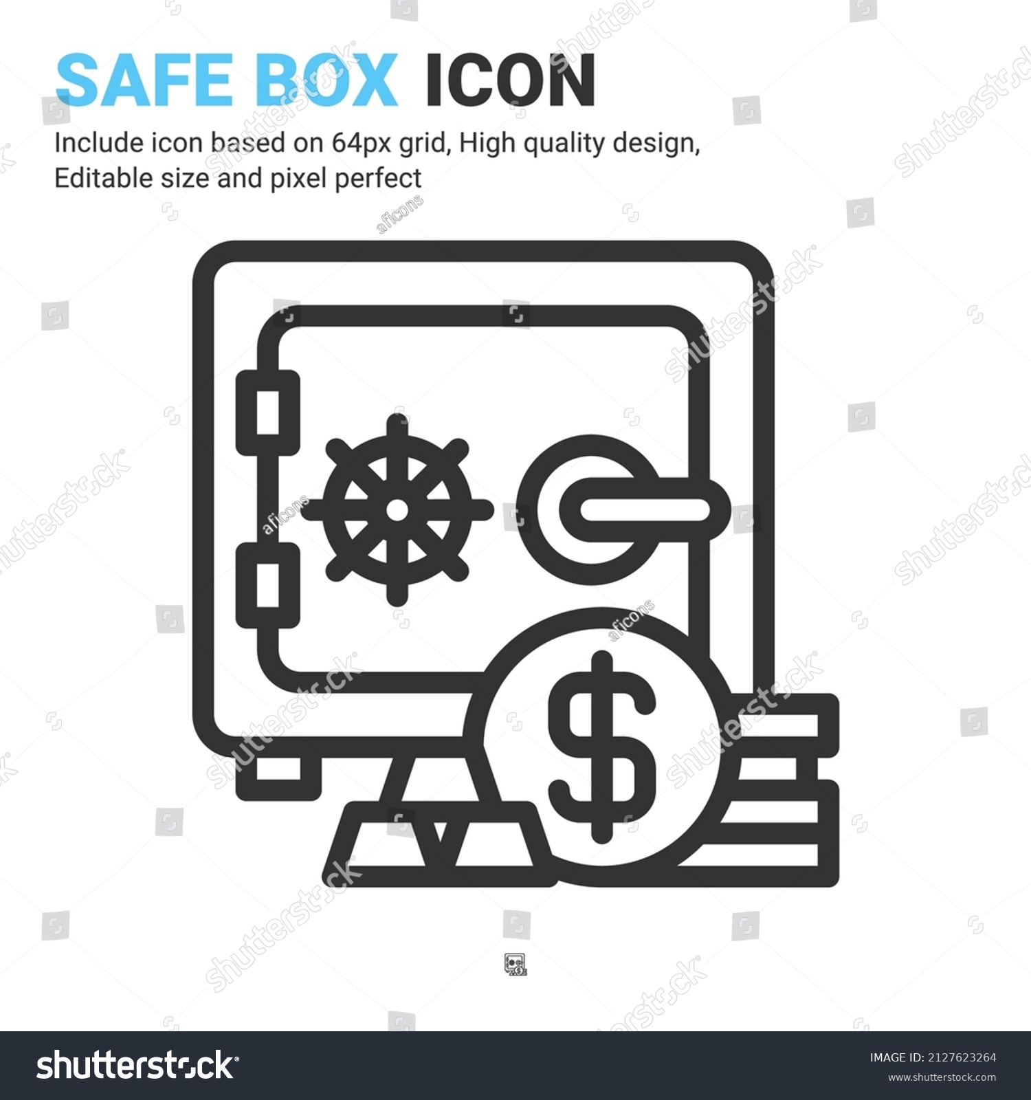 Safe Box Icon Vector Outline Style Stock Vector Royalty Free 2127623264 Shutterstock