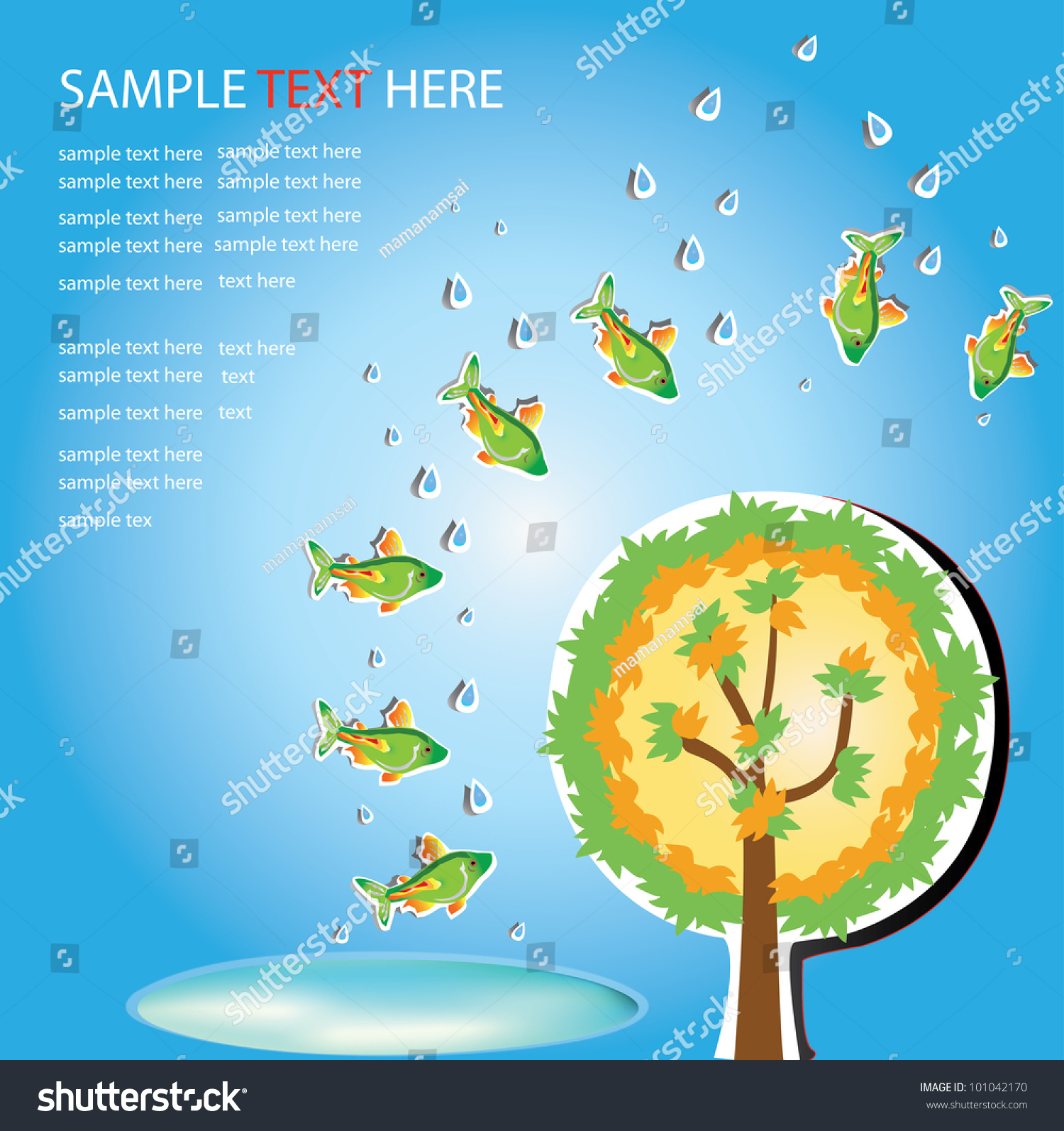 Safe World Fish Green Tree Watervector: vector de stock (libre de ...