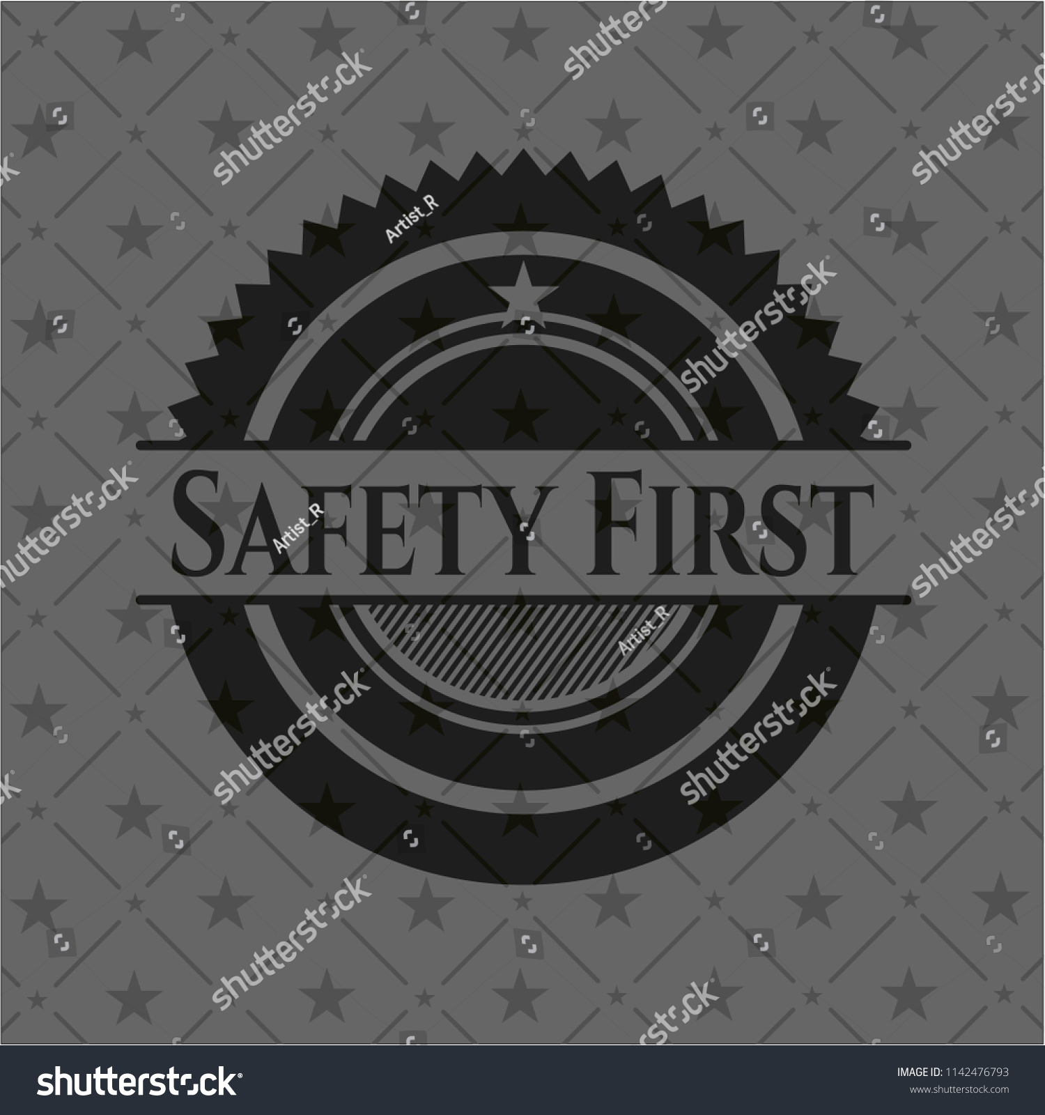 Safety First Black Emblem Stock Vector (Royalty Free) 1142476793