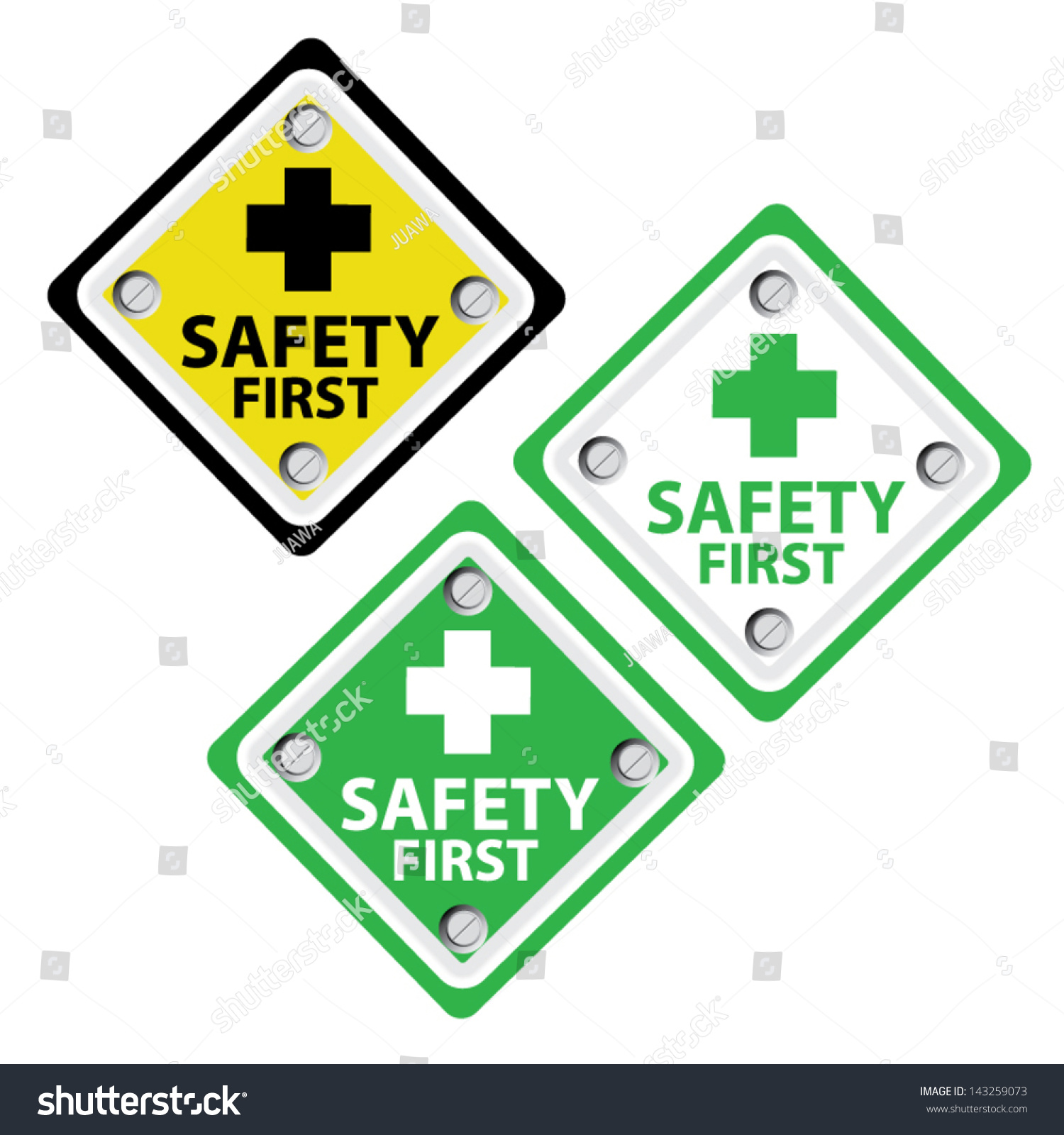 Safety First Sign Labels Vector Stock Vector (Royalty Free) 143259073