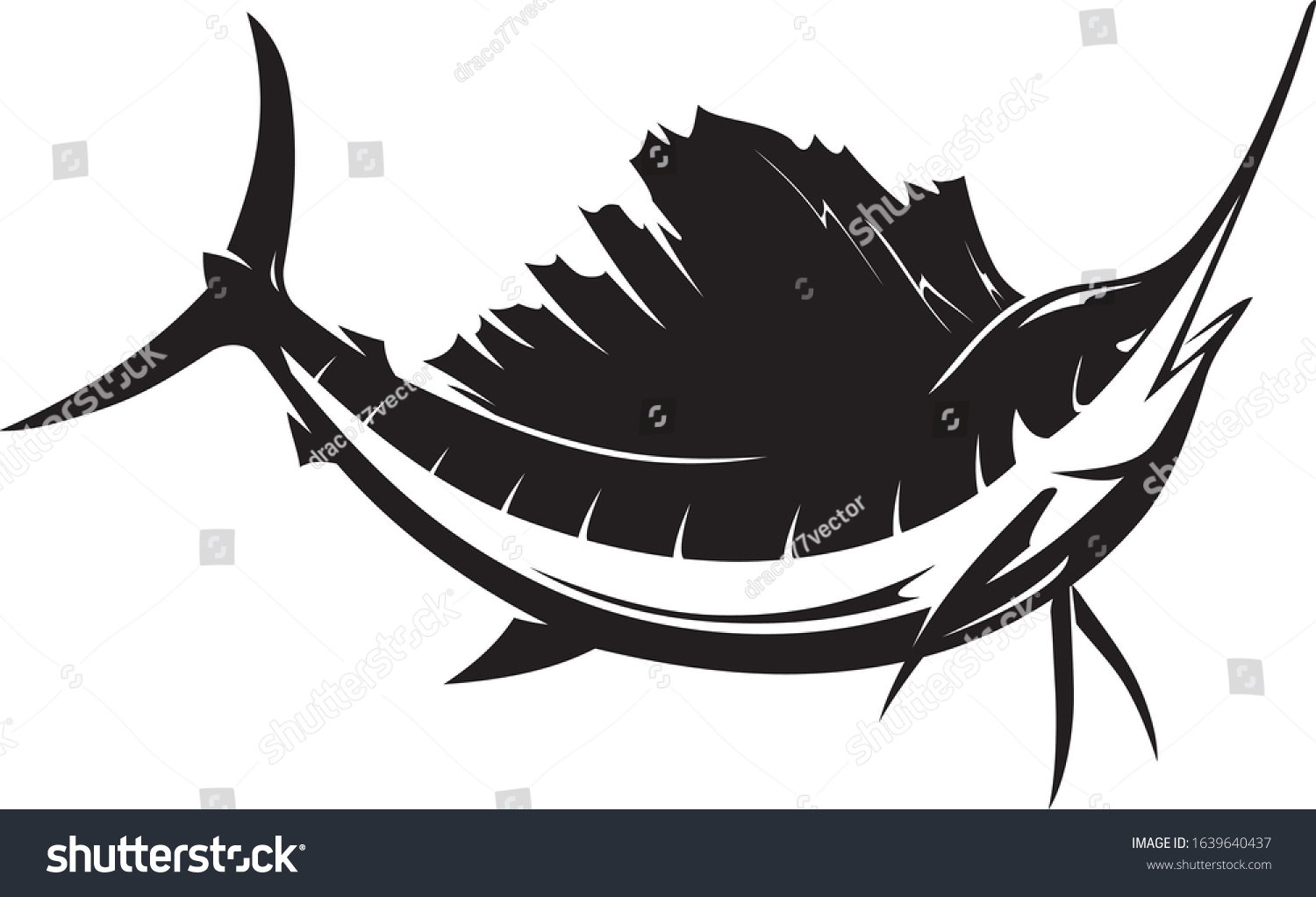 Sail Fish Side View Illustration Symbol Stock Vector (Royalty Free ...