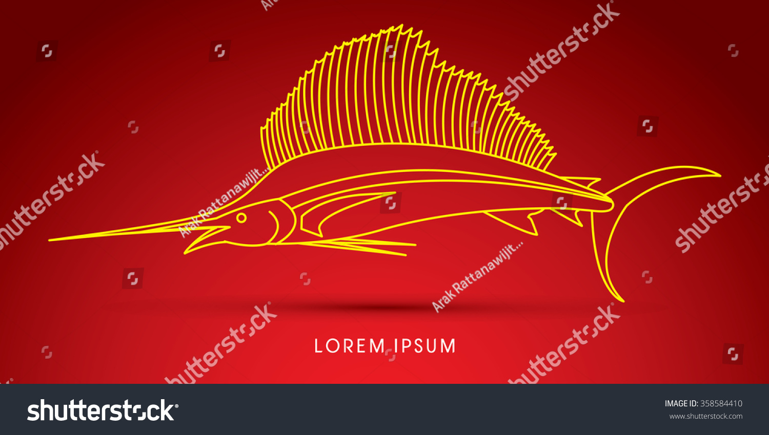 Sailfish Side View Outline Graphic Vector: vetor stock (livre de ...