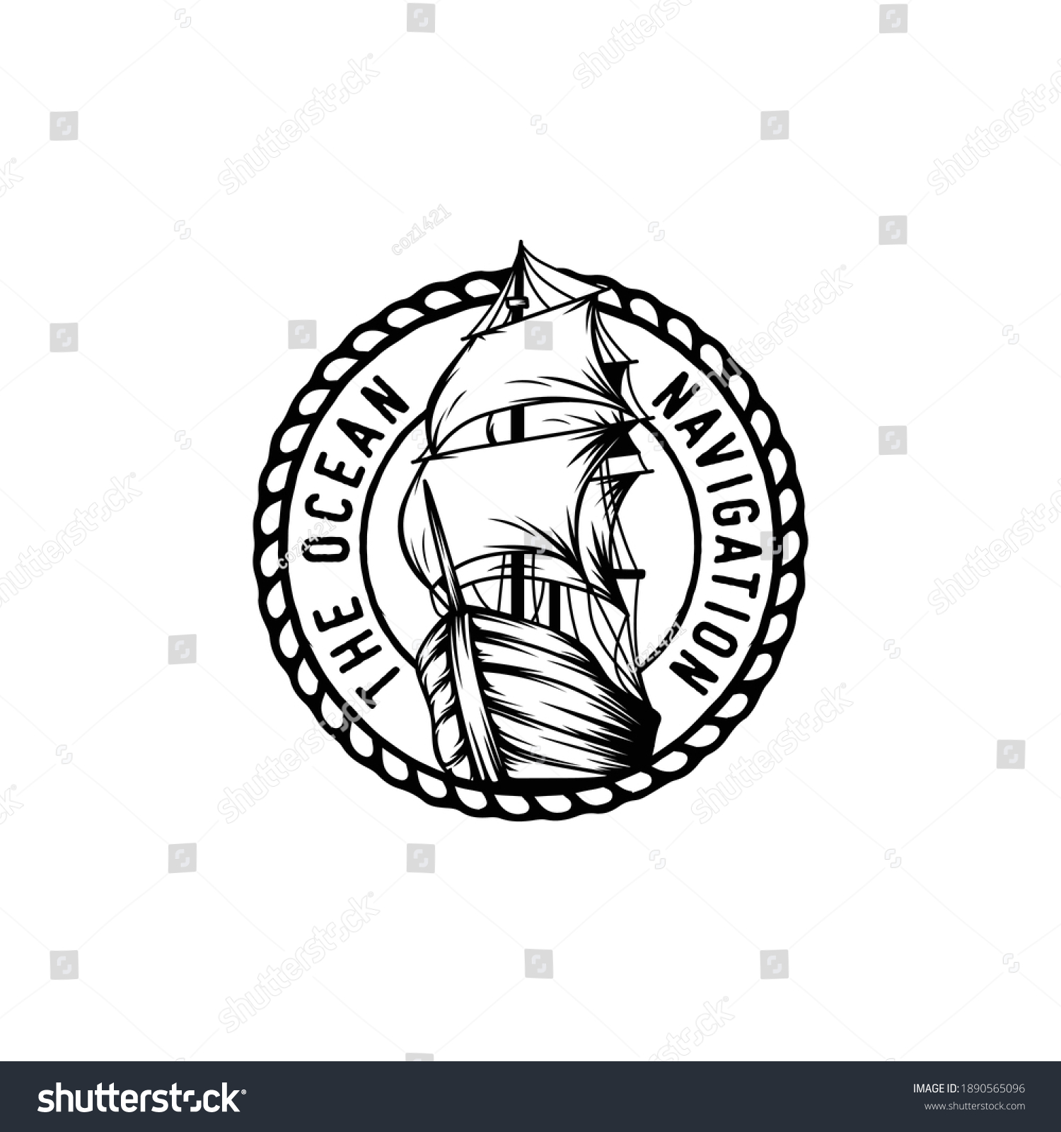 Sailing Badges Labels Emblems Logo Stock Vector (Royalty Free) 1890565096
