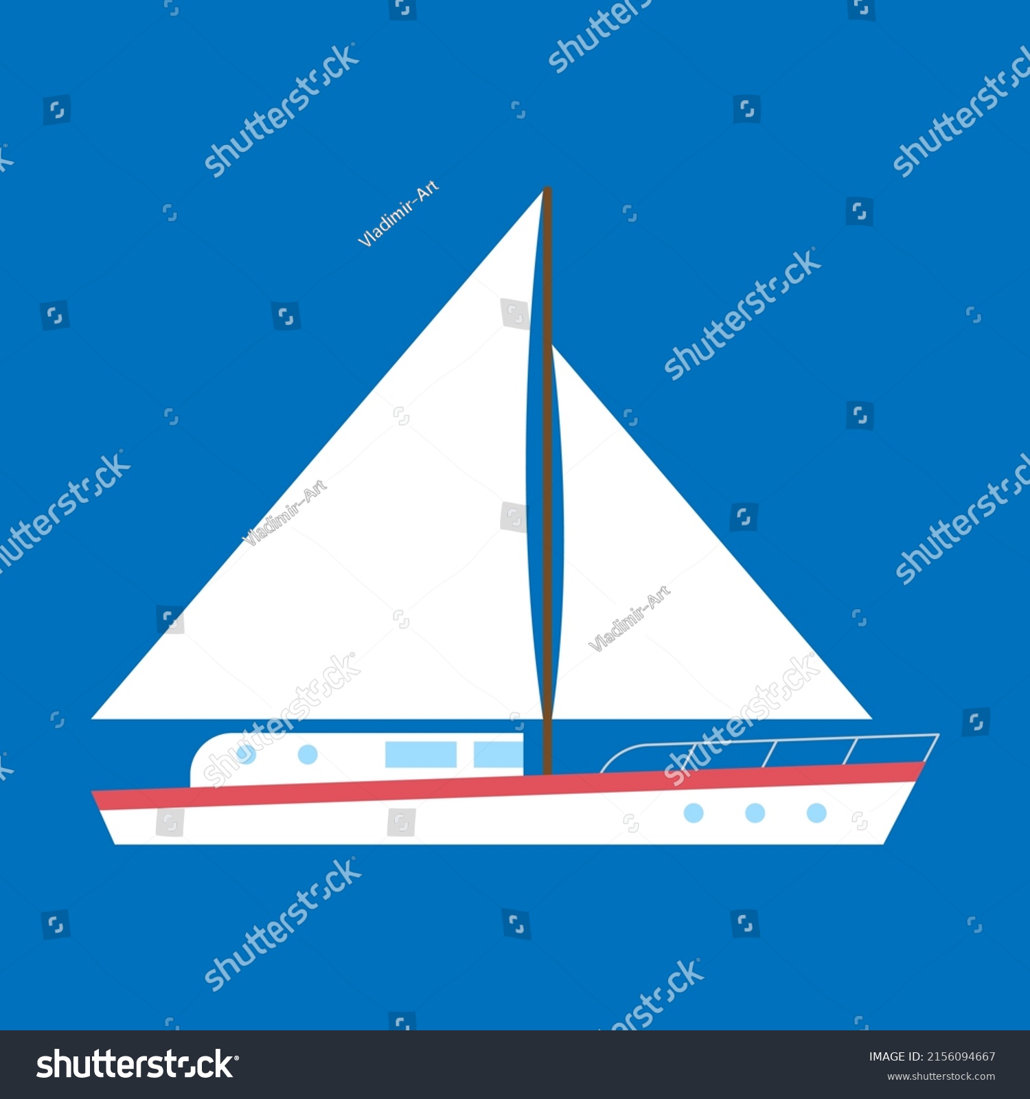 Sailing Boat Vector Image Flat Style Stock Vector (Royalty Free ...