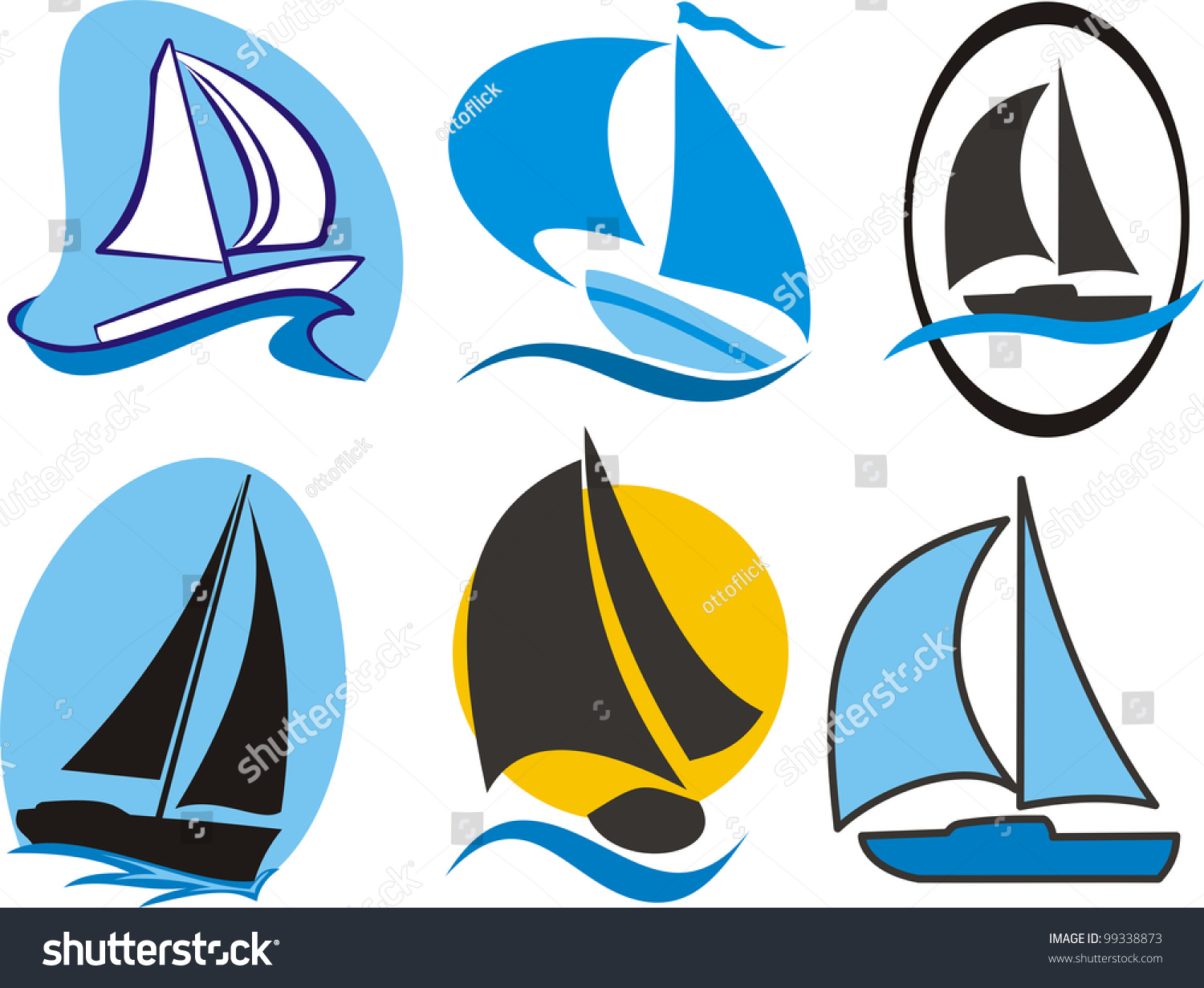 Sailing Icons Stock Vector (Royalty Free) 99338873 | Shutterstock