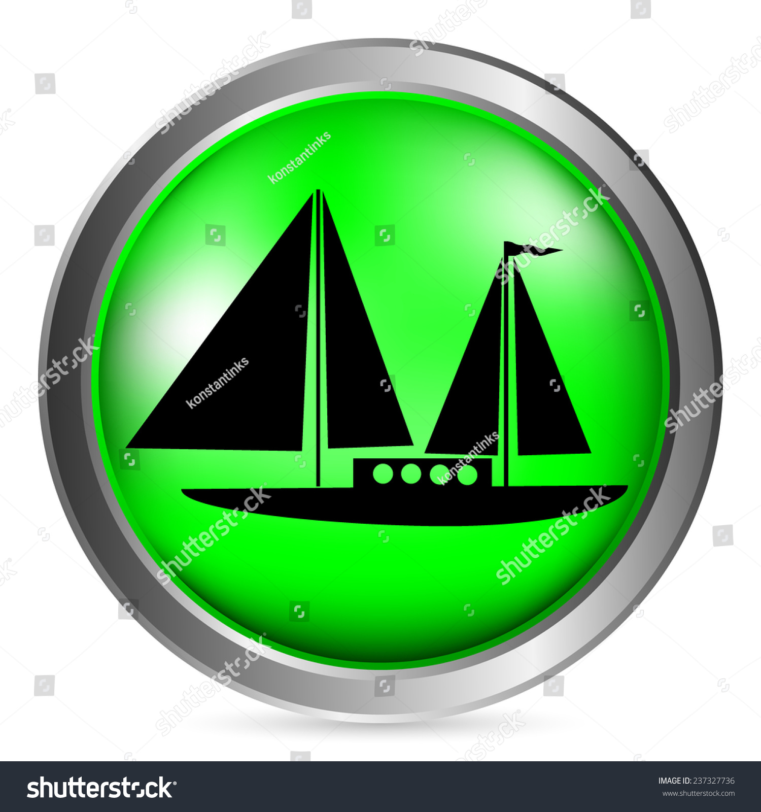 Sailing Ship Button On White Background Stock Vector (Royalty Free ...