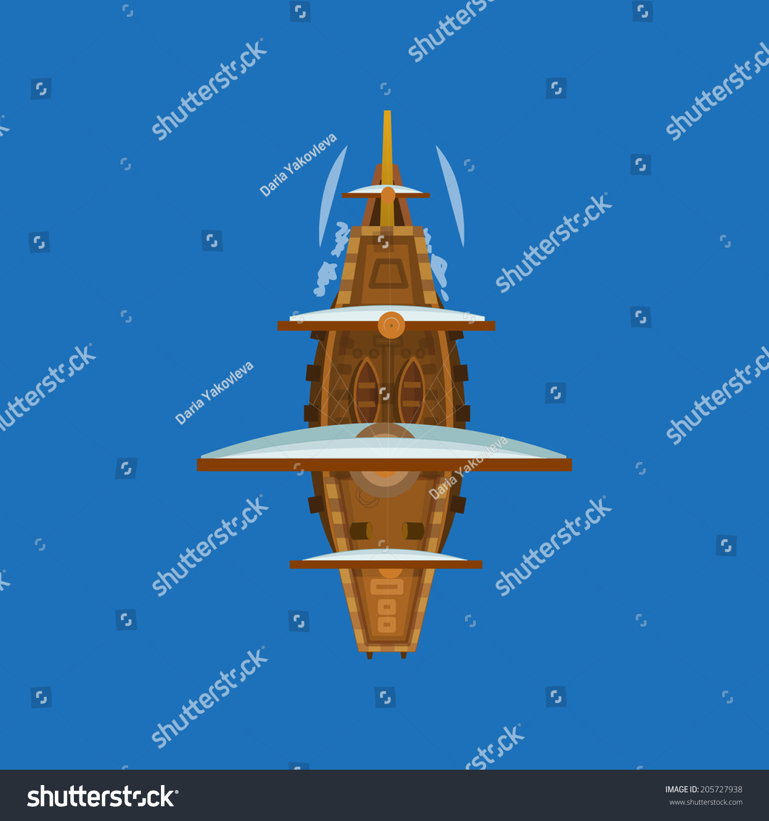 Sailing Ship Top View Vector Design: vector de stock (libre de regalías ...