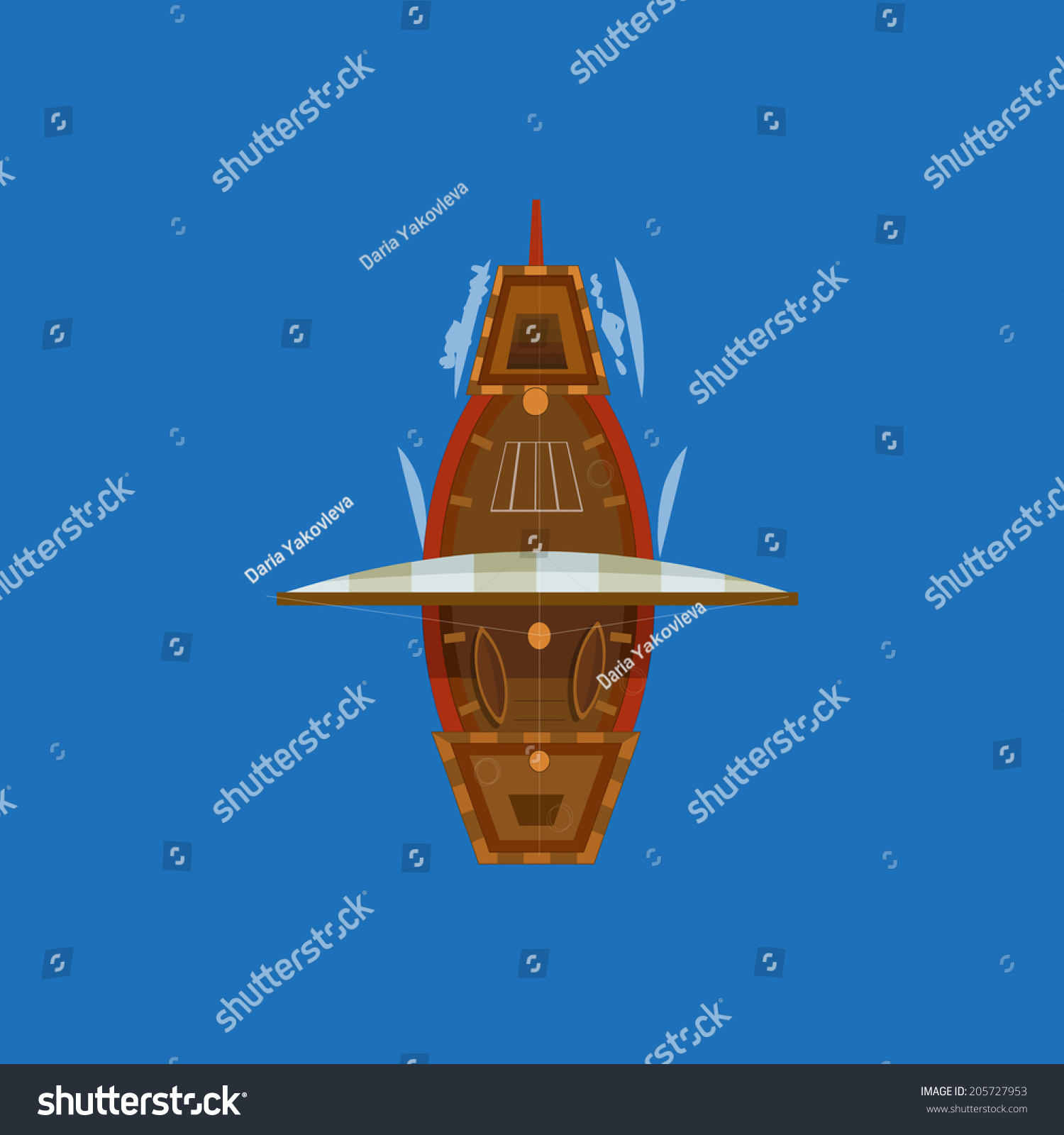 Sailing Ship Top View Vector Design Stock Vector 205727953 - Shutterstock