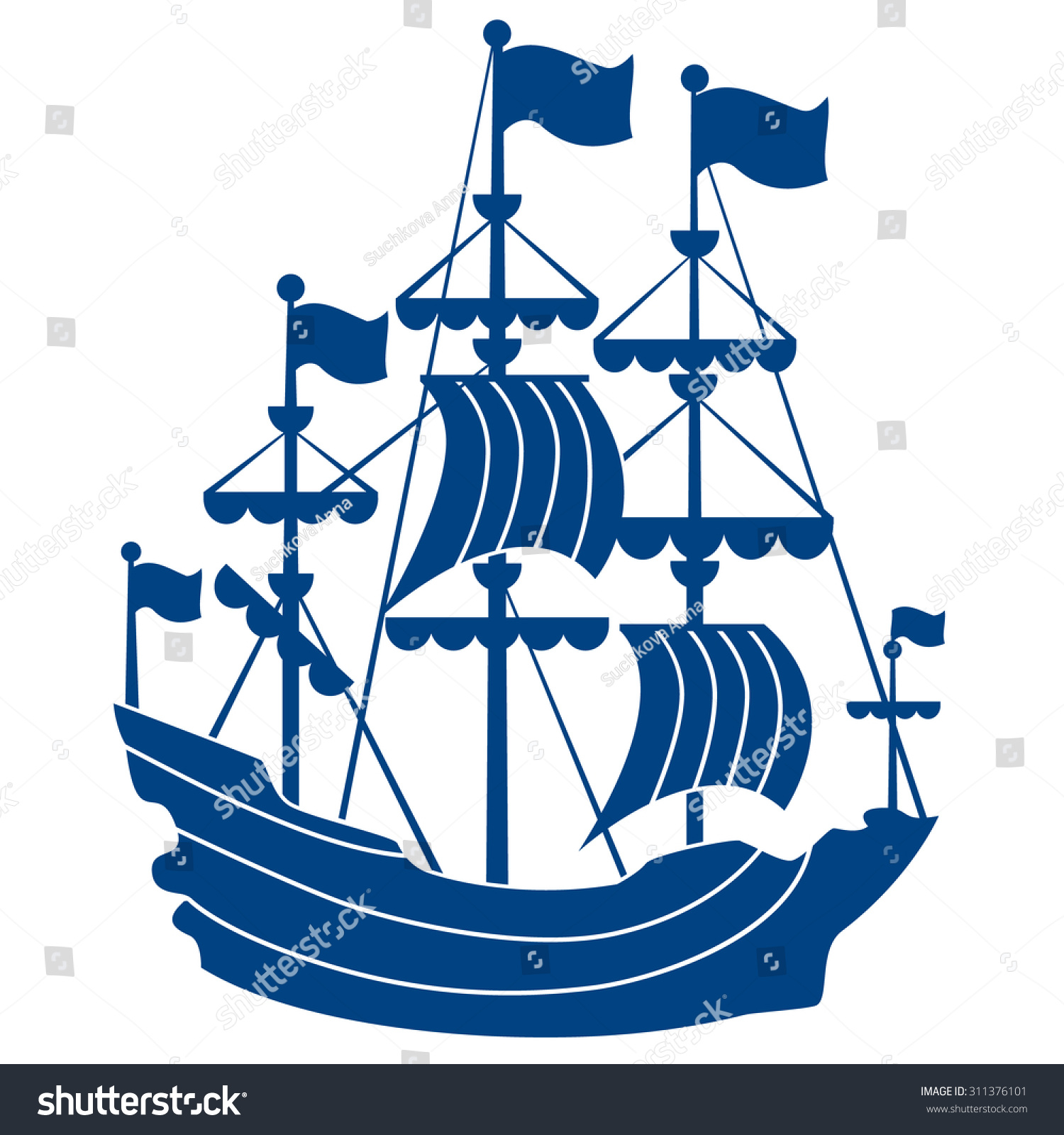 Sailing Ship Vector Illustration Embossing Logo Stock Vector (Royalty ...