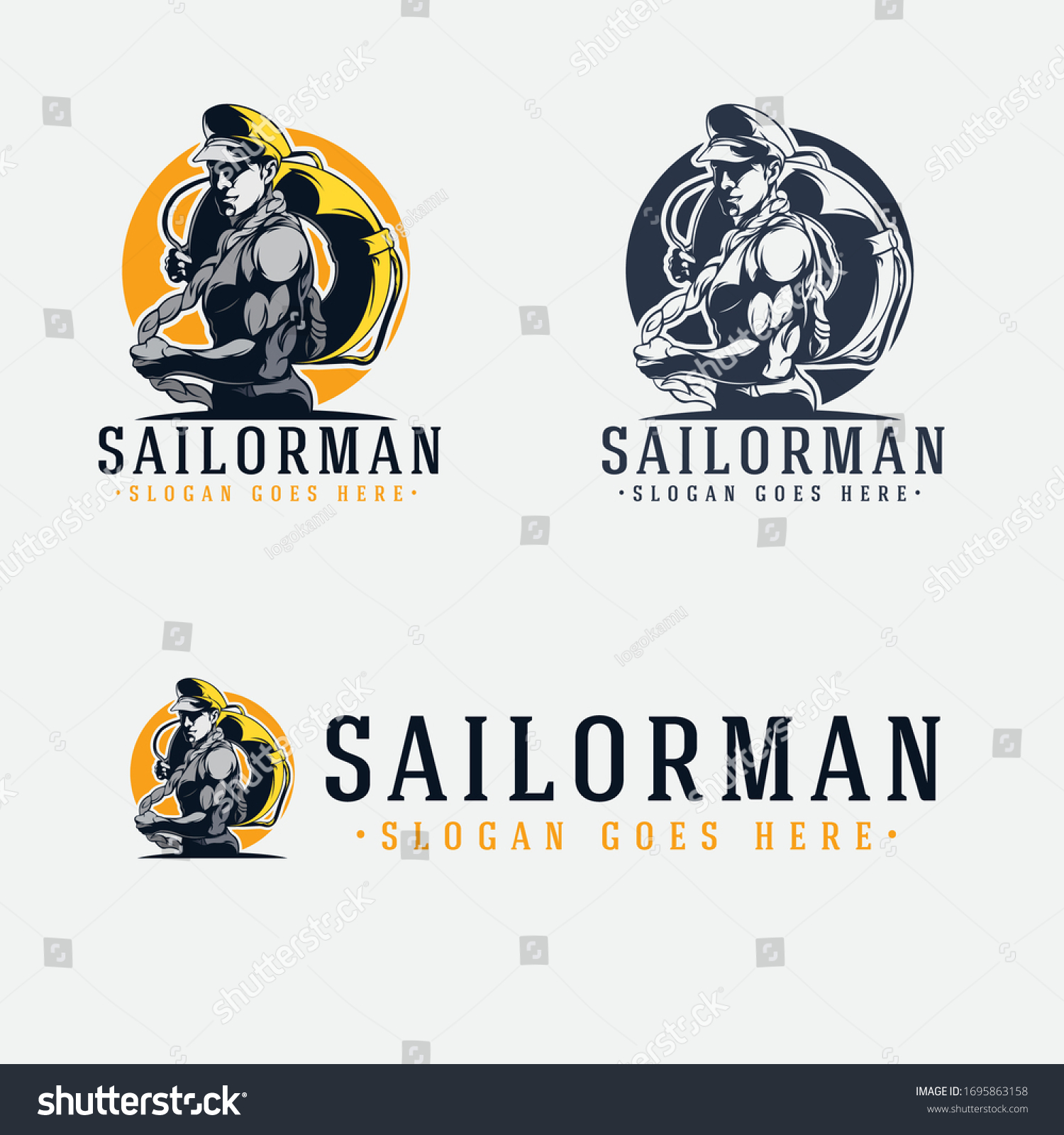 Sailor Man Logo Templates Vector Stock Vector (Royalty Free) 1695863158