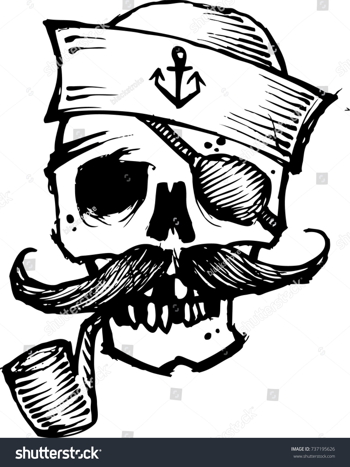 Sailor Skull Hand Drawn Vector Stock Vector (Royalty Free) 737195626