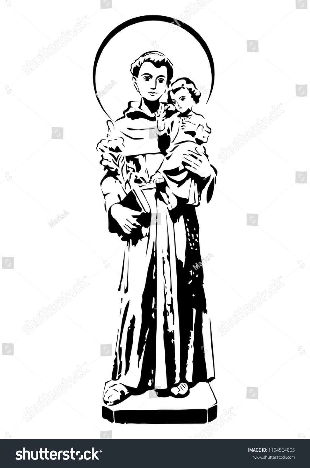 Saint Anthony Child Jesus Catholic Vector Stock Vector (Royalty Free ...