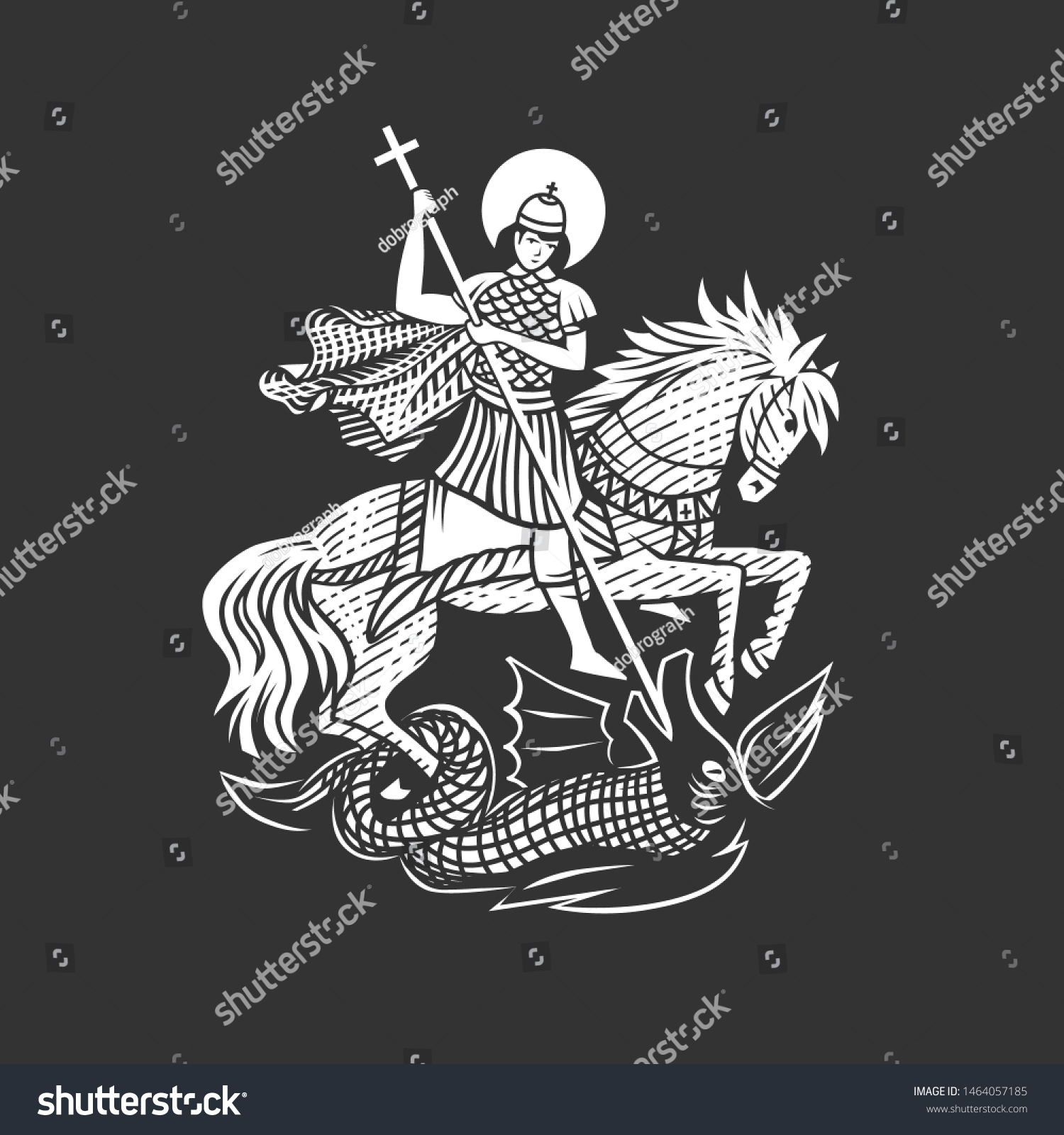 Saint George Vector Illustration Black White Stock Vector (Royalty Free ...