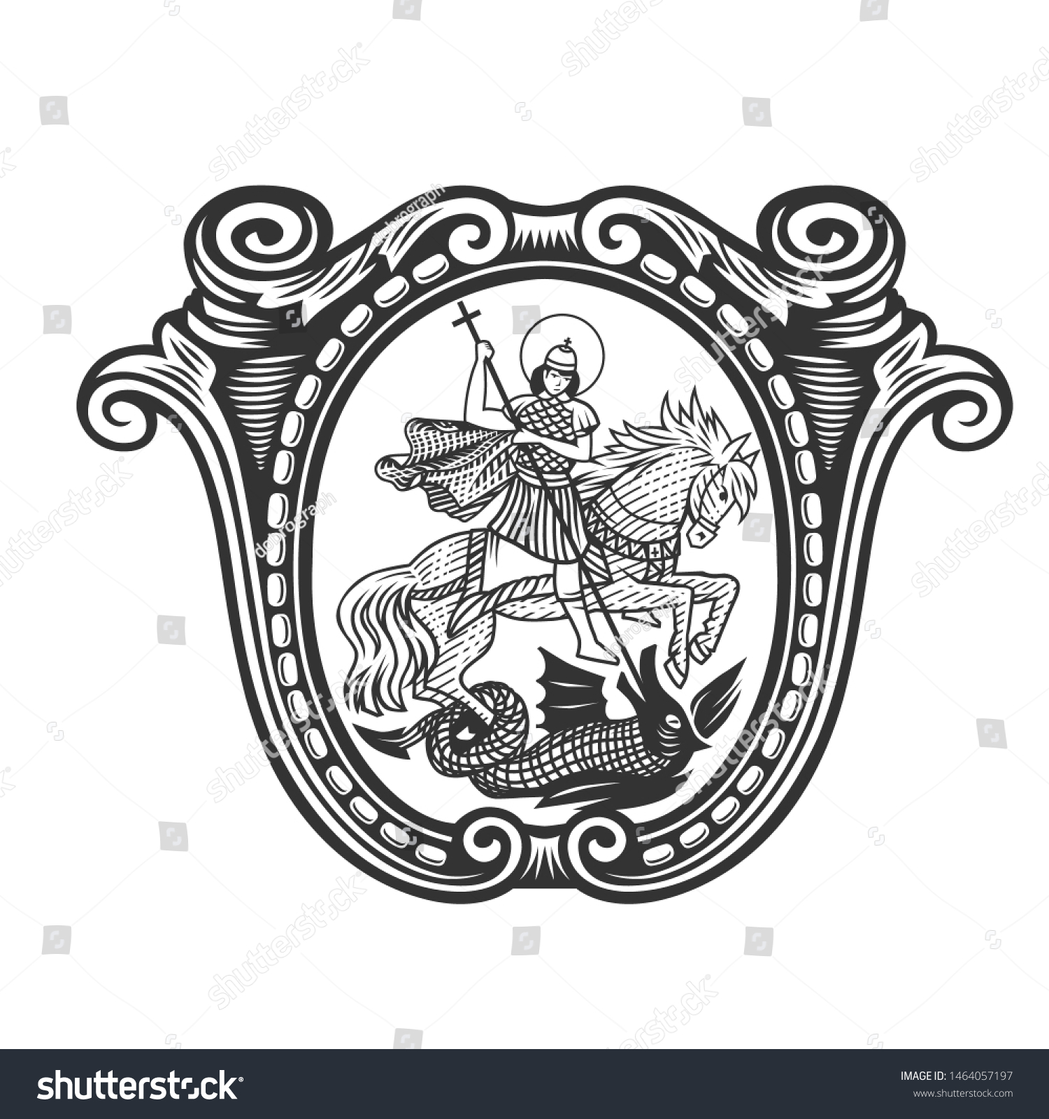 Saint George Vector Illustration Black White: vector de stock (libre de ...
