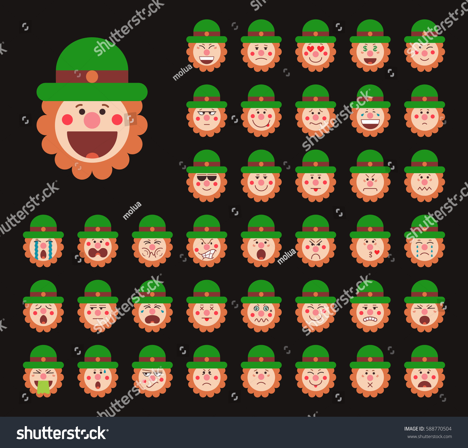 Saint Patricks Day Emoji Collection Emotions Stock Vector (Royalty Free ...