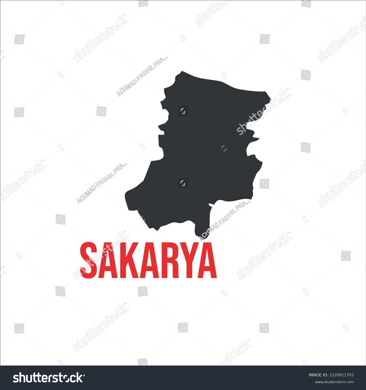 Sakarya Map On White Background Stock Vector (Royalty Free) 2120611703 ...