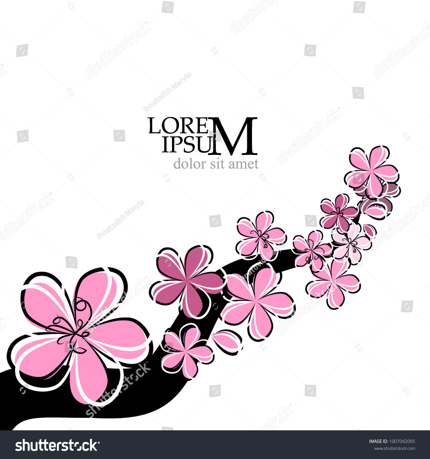 Sakura Abstract Branch Vector Stock Vector (Royalty Free) 1007042095 ...