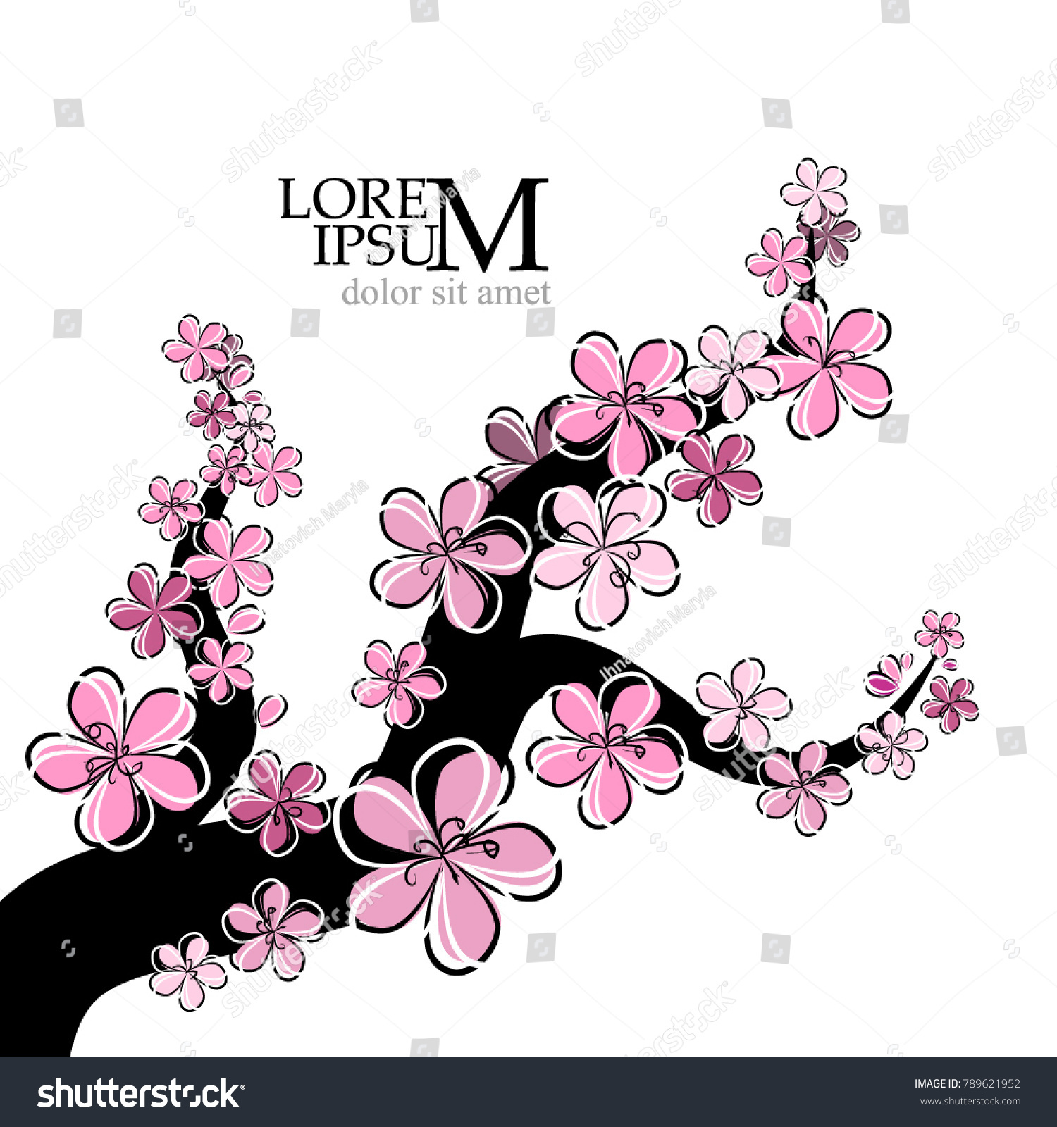 Sakura Abstract Branch Vector Stock Vector (Royalty Free) 789621952 ...