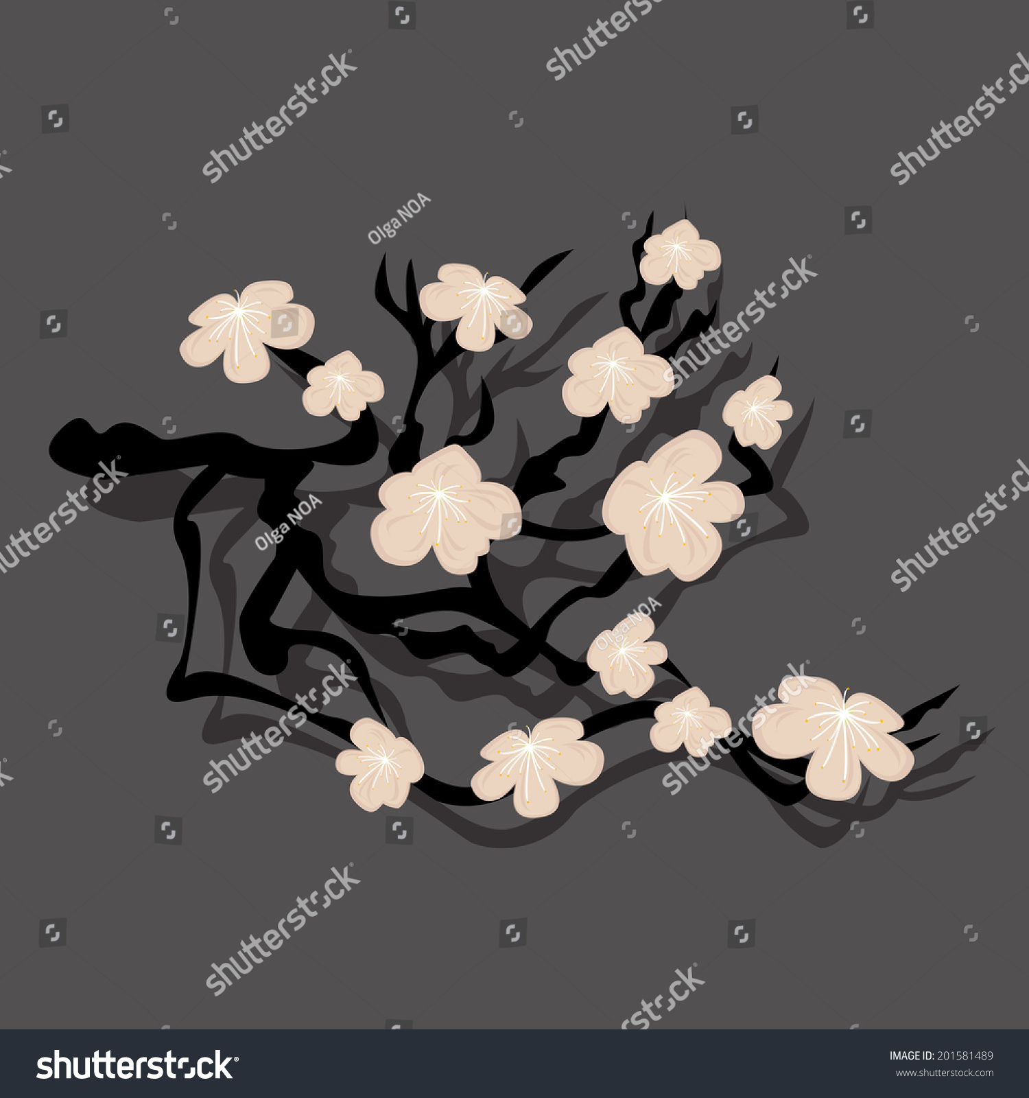 Sakura Branch Vector Eps 10 Stock Vector (Royalty Free) 201581489