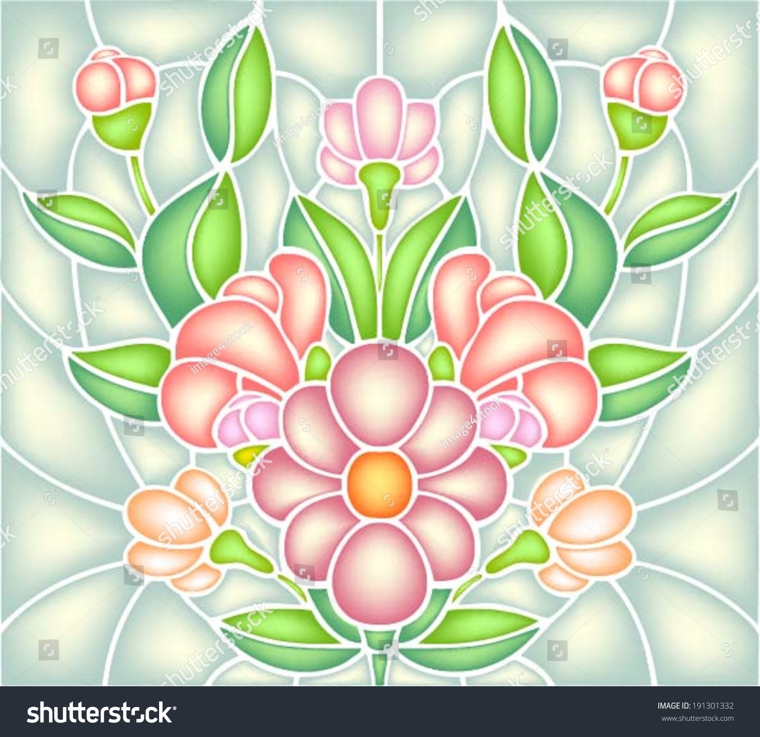 Sakura Cherry Tree Stained Glass Window Stock Vector (Royalty Free ...