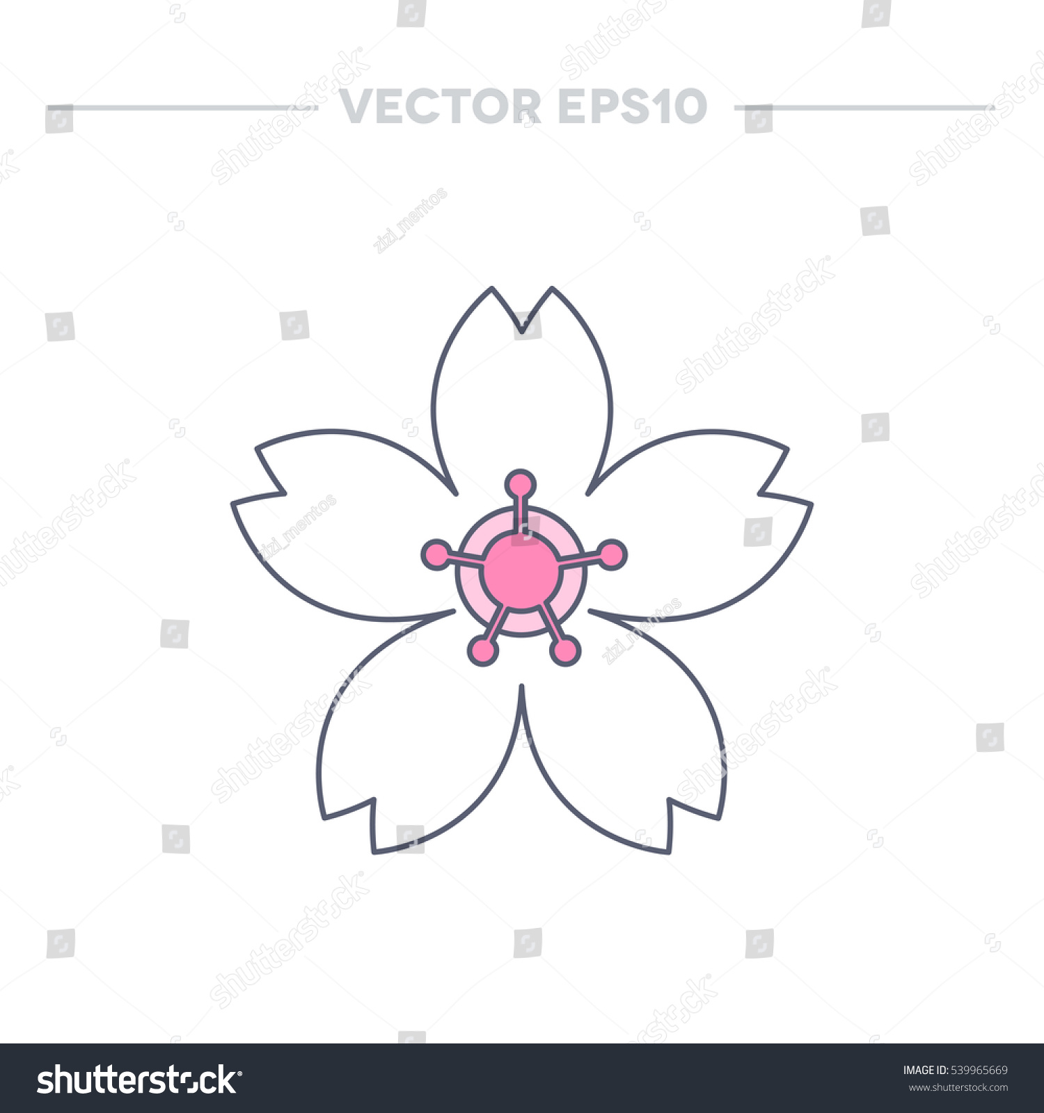 Sakura Flower Icon Vector Illustration Stock Vector (Royalty Free ...