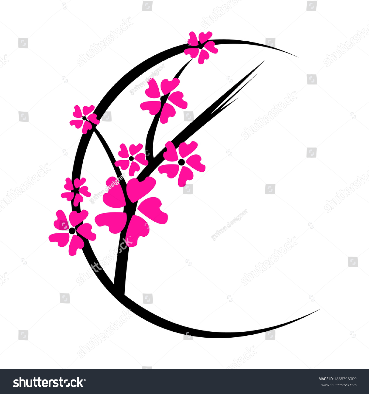 Sakura Japan Logo Vector Template Stock Vector (Royalty Free) 1868398009