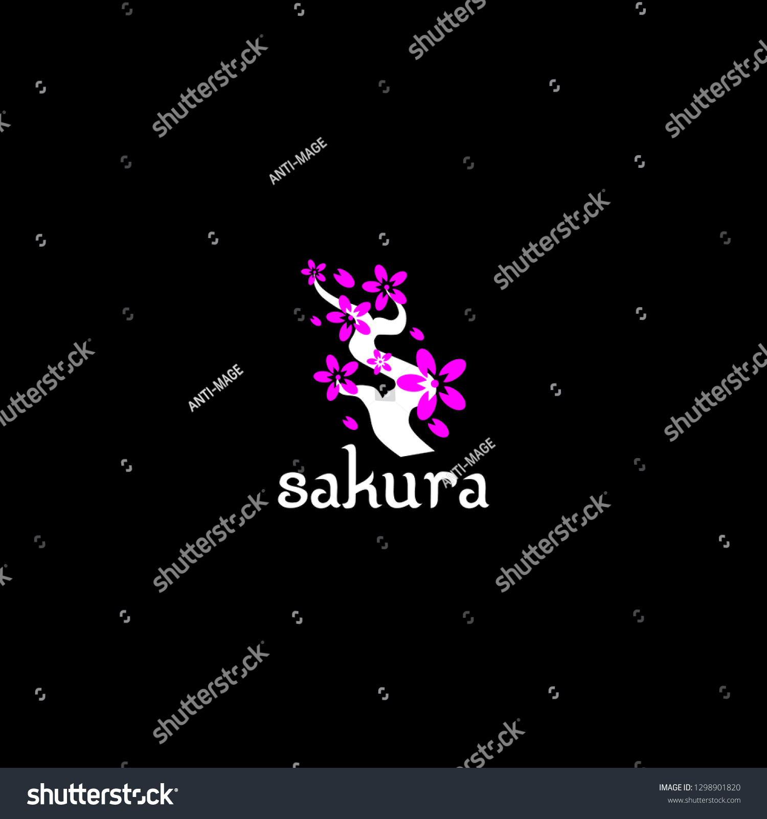 Sakura Logo Design Stock Vector (Royalty Free) 1298901820