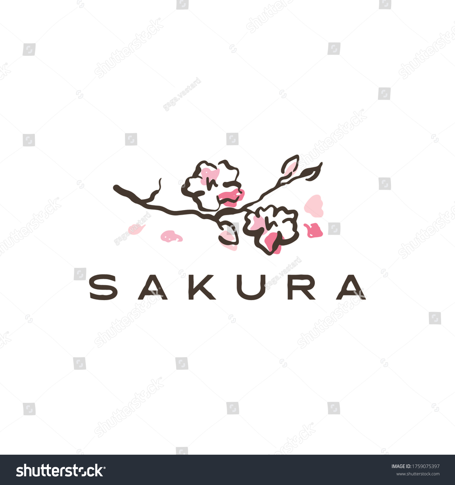 Sakura Logo Vector Icon Illustration Stock Vector (Royalty Free) 1759075397