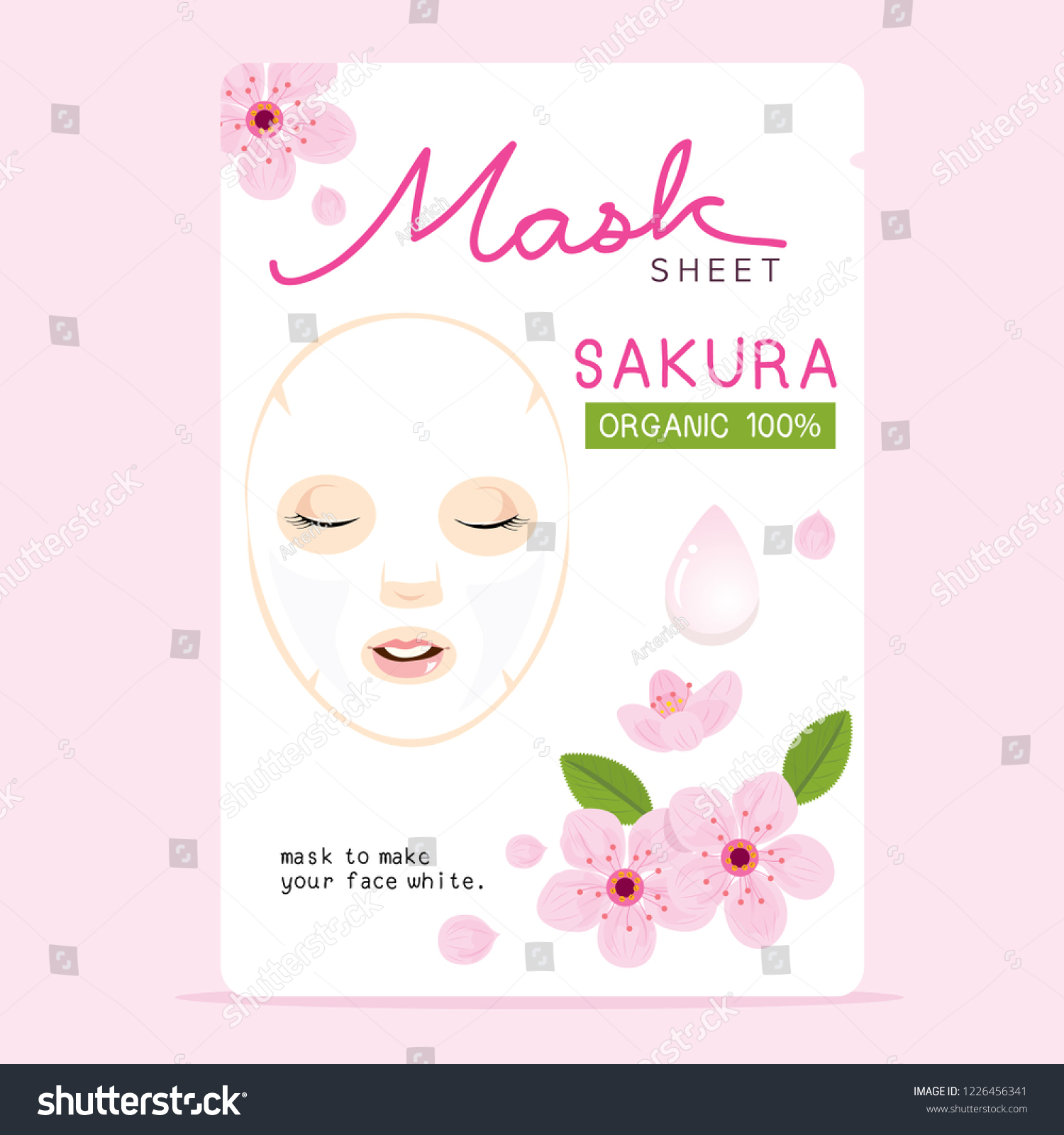 Sakura Mask Sheet Stock Vector (Royalty Free) 1226456341 | Shutterstock